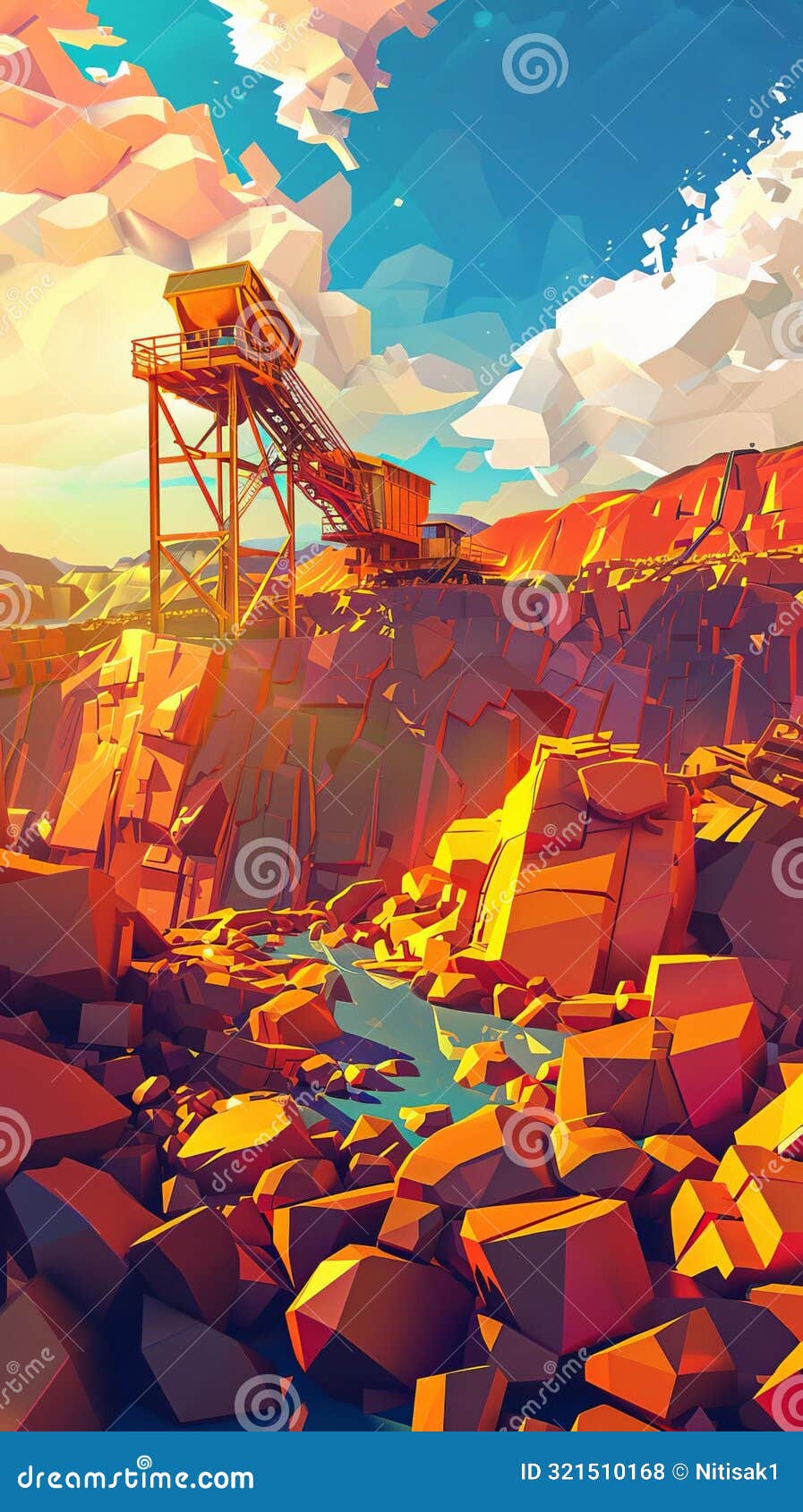 3 Illustration of Gold Mining Equipment with a Bright and Colorful ...