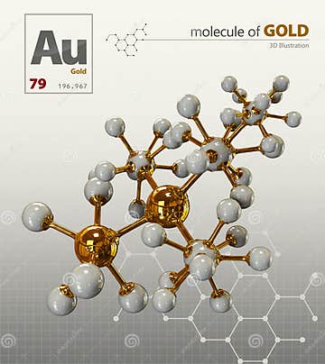 Illustration of Gold Molecule Isolated White Background Stock ...