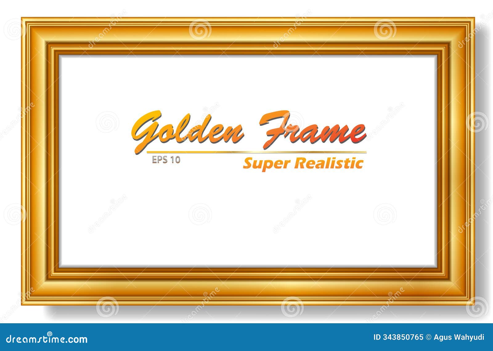 An Illustration of Gold Picture Frame Realistic Shape, Frame Size ...
