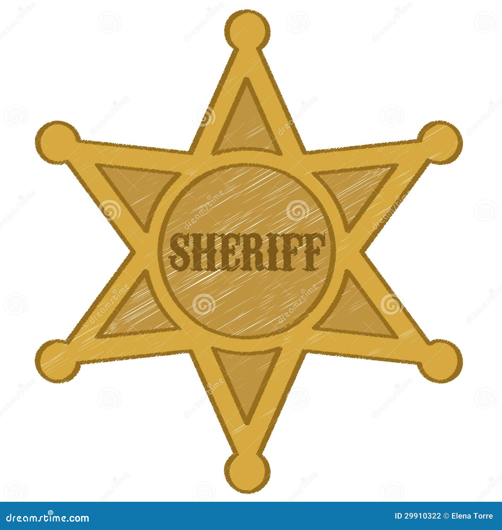 Sheriff Star Badge Outline Flat Icon On White Vector Illustration ...