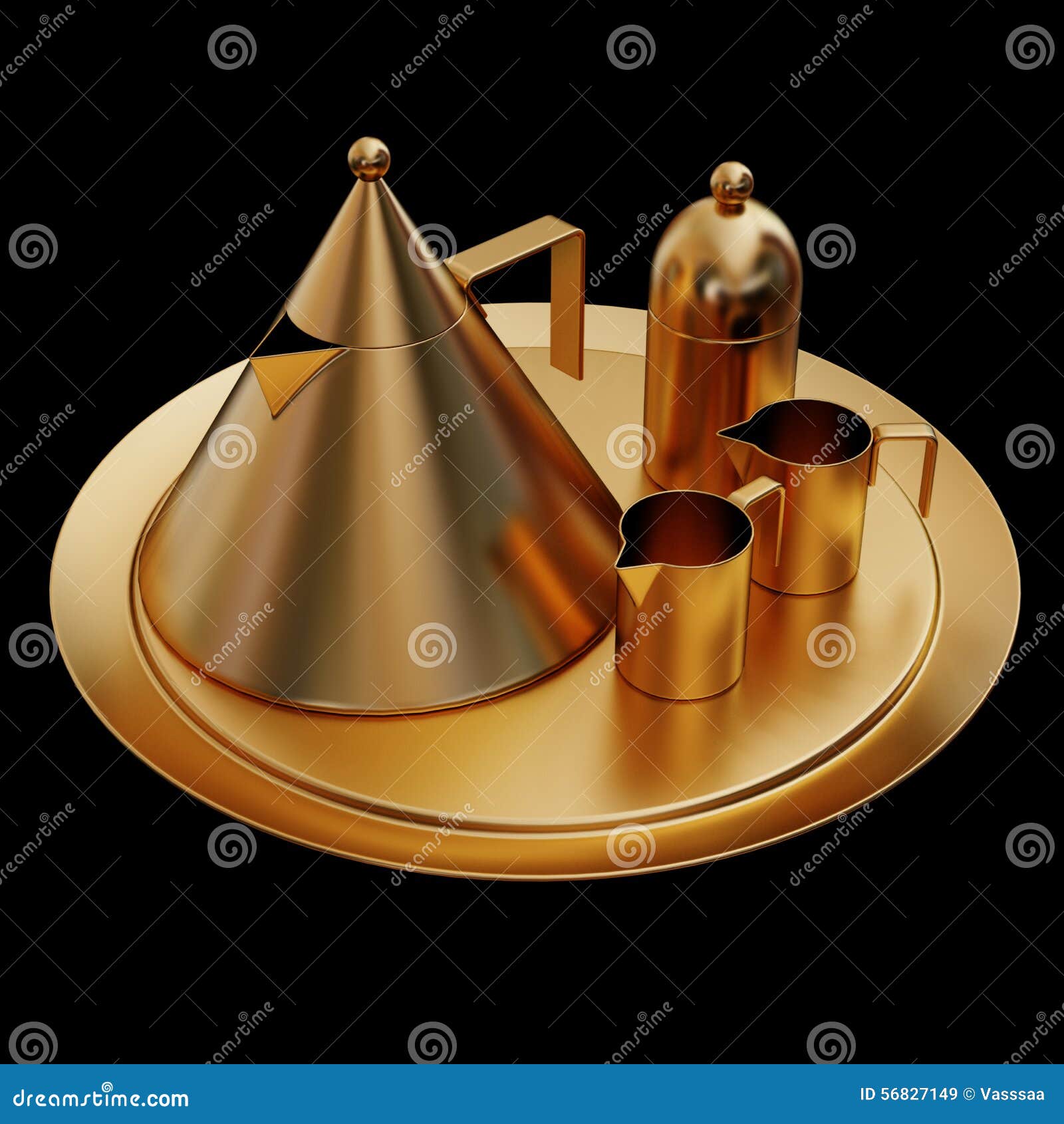 Illustration of a Gold Tea Service Stock Illustration - Illustration of ...