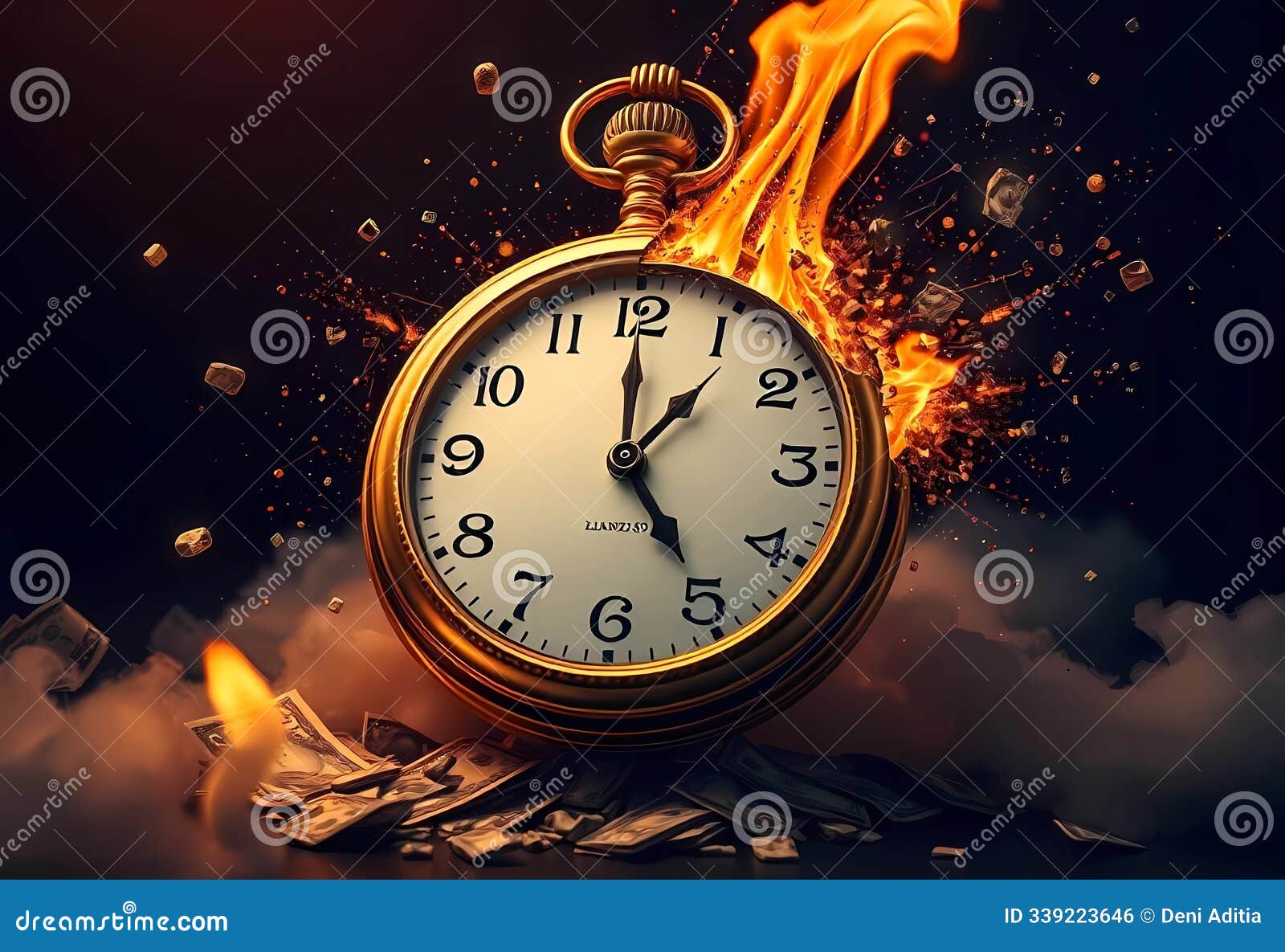 Exploding Golden Hour or Deadline Time Stock Illustration ...