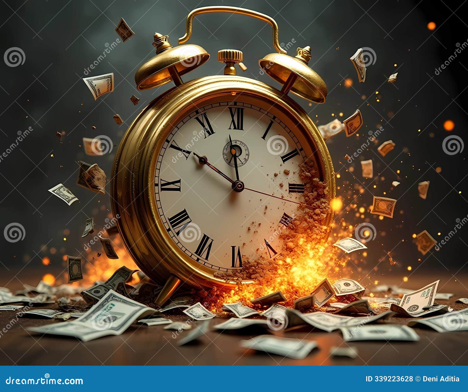 Exploding Golden Hour or Deadline Time Stock Illustration ...