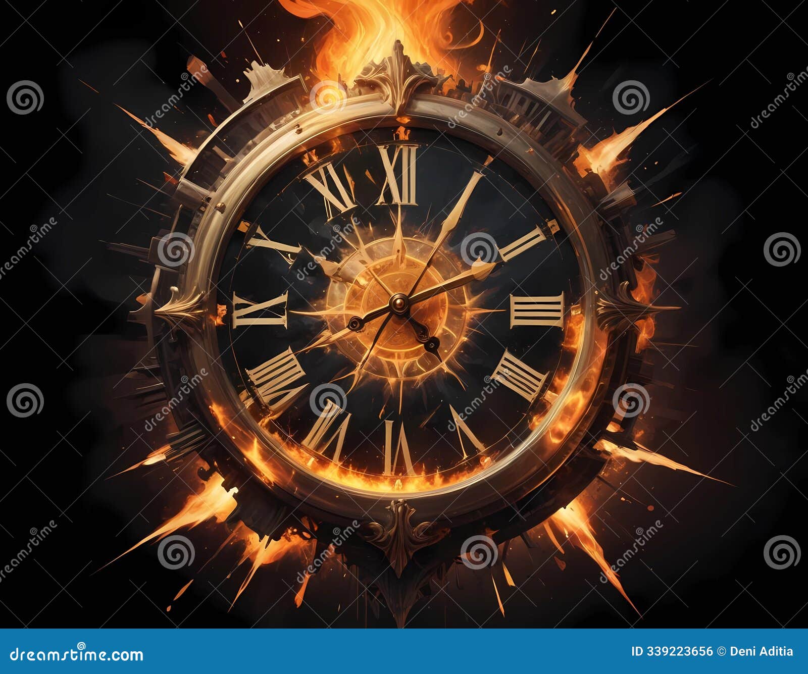 Exploding Golden Hour or Deadline Time Stock Illustration ...