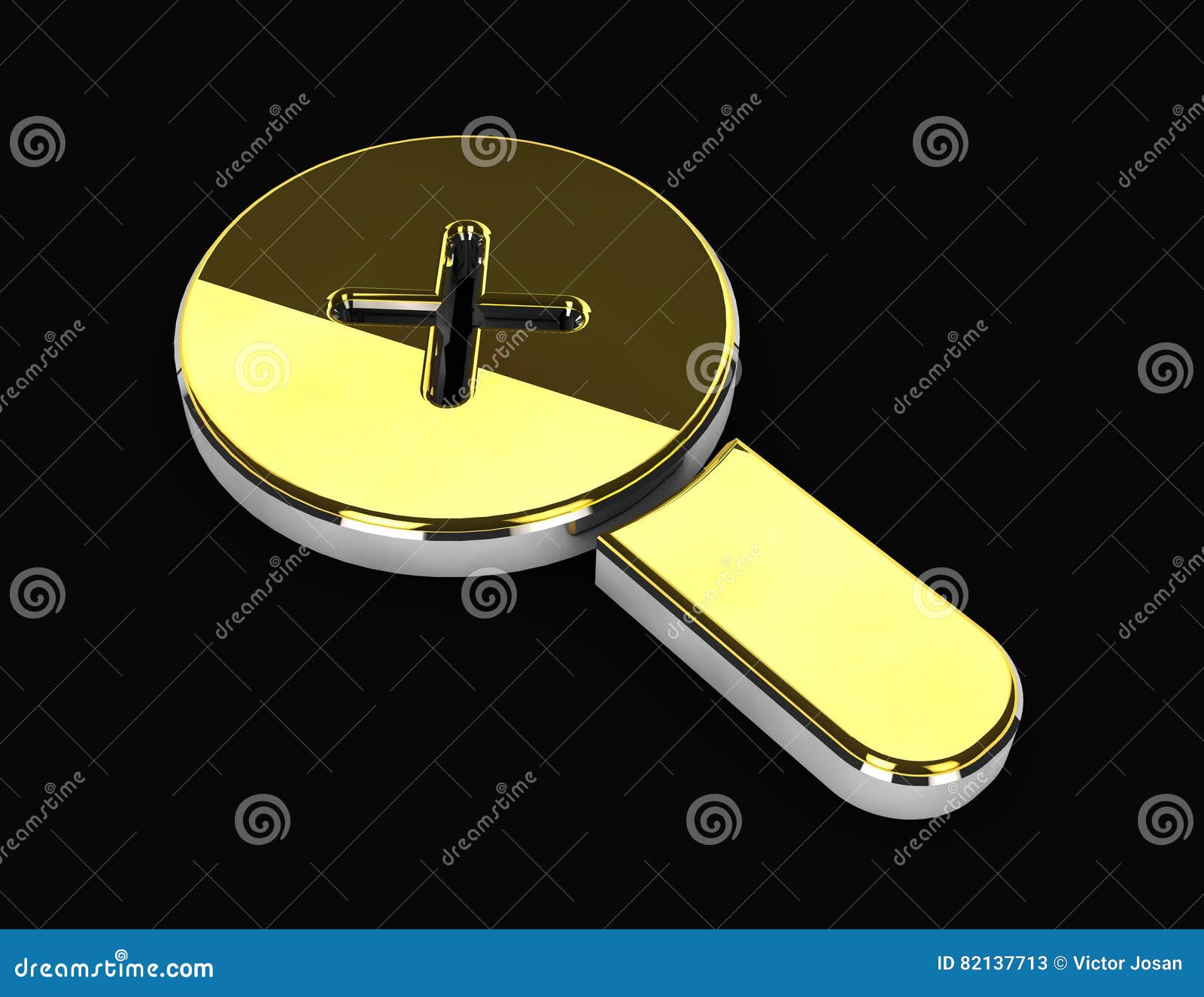Illustration of Gold Zoom in Symbol on Black Background Stock ...