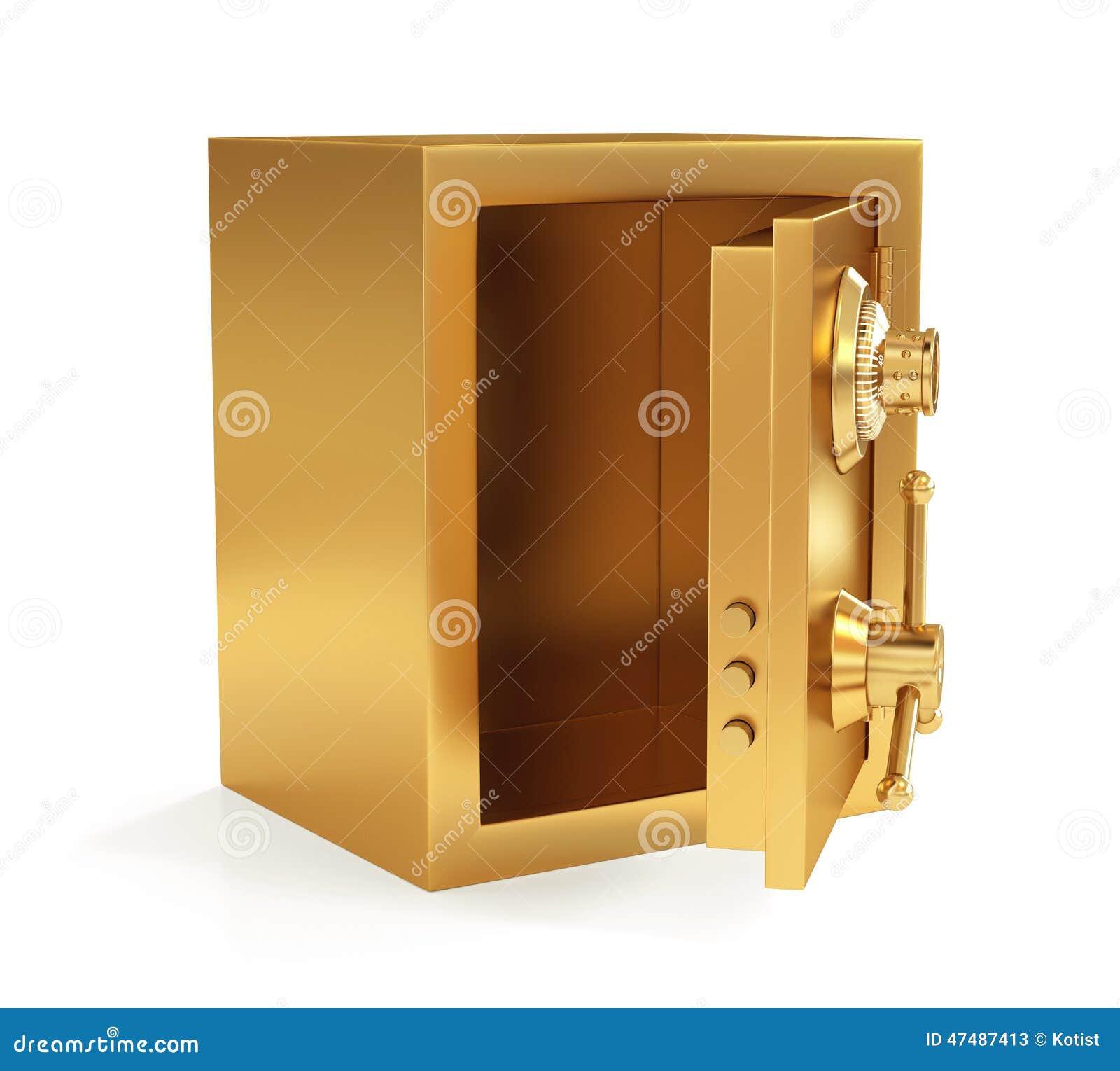 Illustration of Golden Closed Safe Isolated on White Background. Stock ...