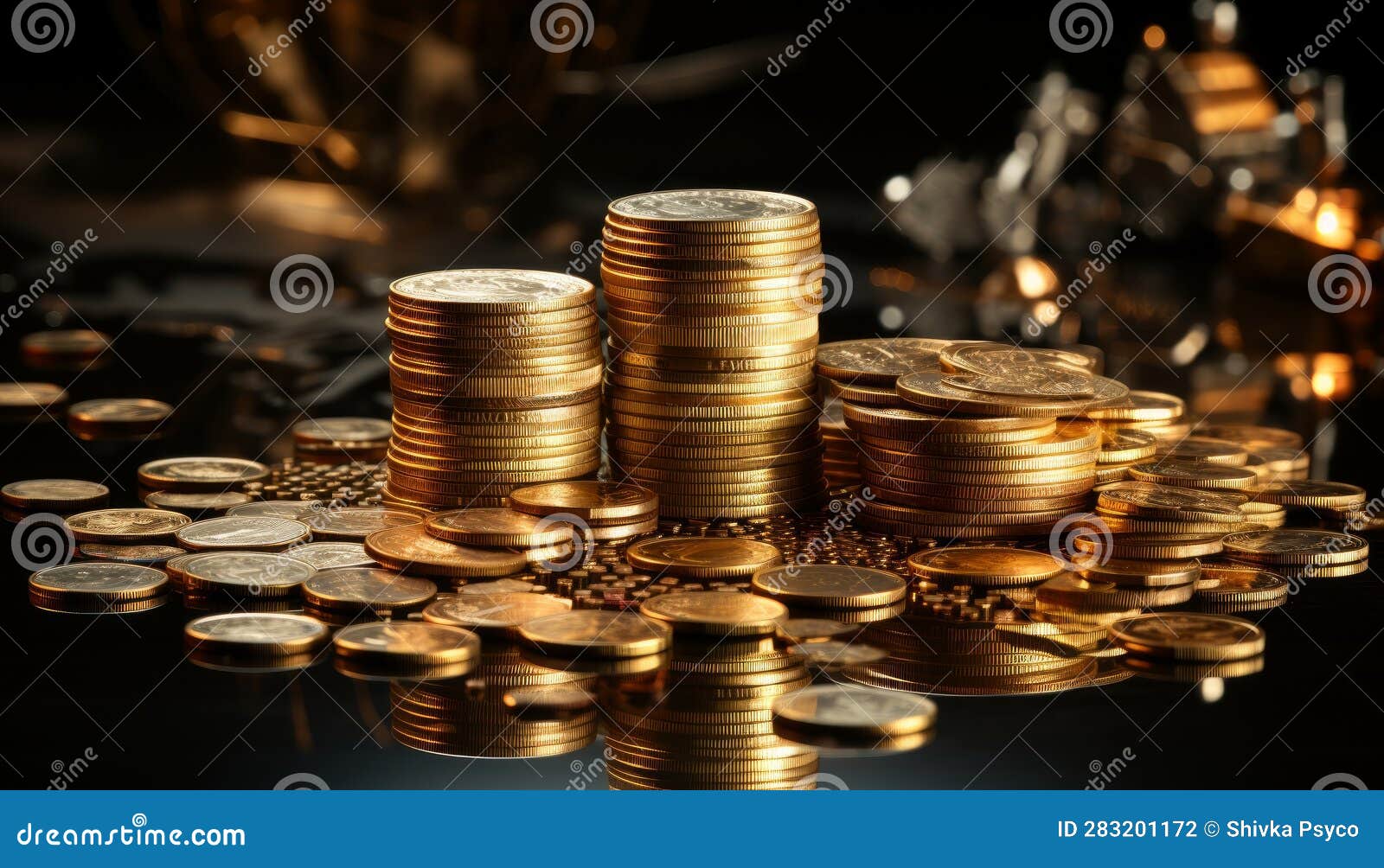Illustration of Golden Coin with Graph Idea Stock Illustration ...