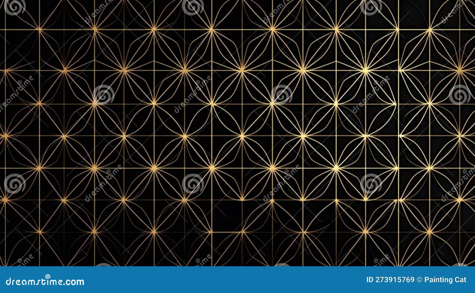 Golden Geometric Pattern on a Black Background Stock Image - Image of ...