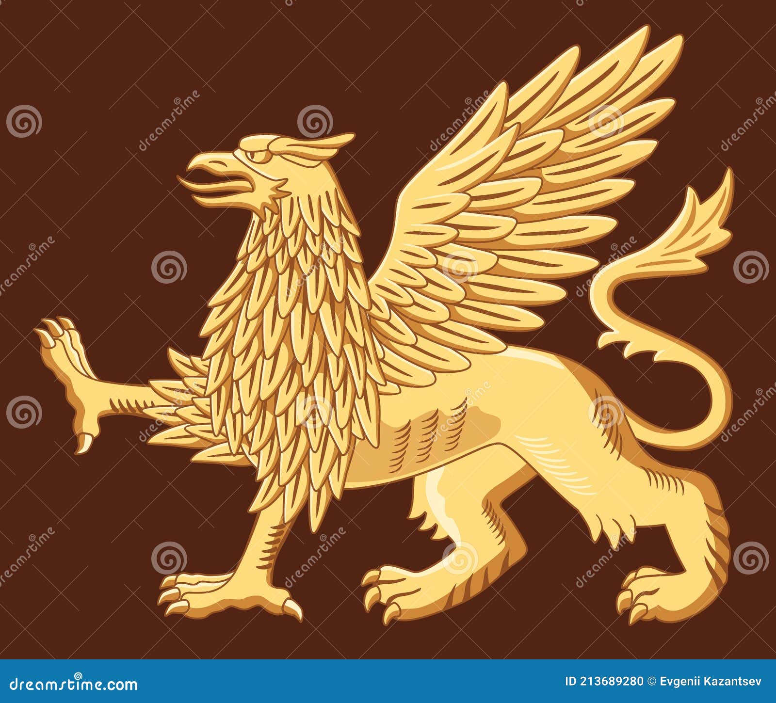 Illustration of a Golden Griffin Isolate. Traditional Heraldry Stock ...