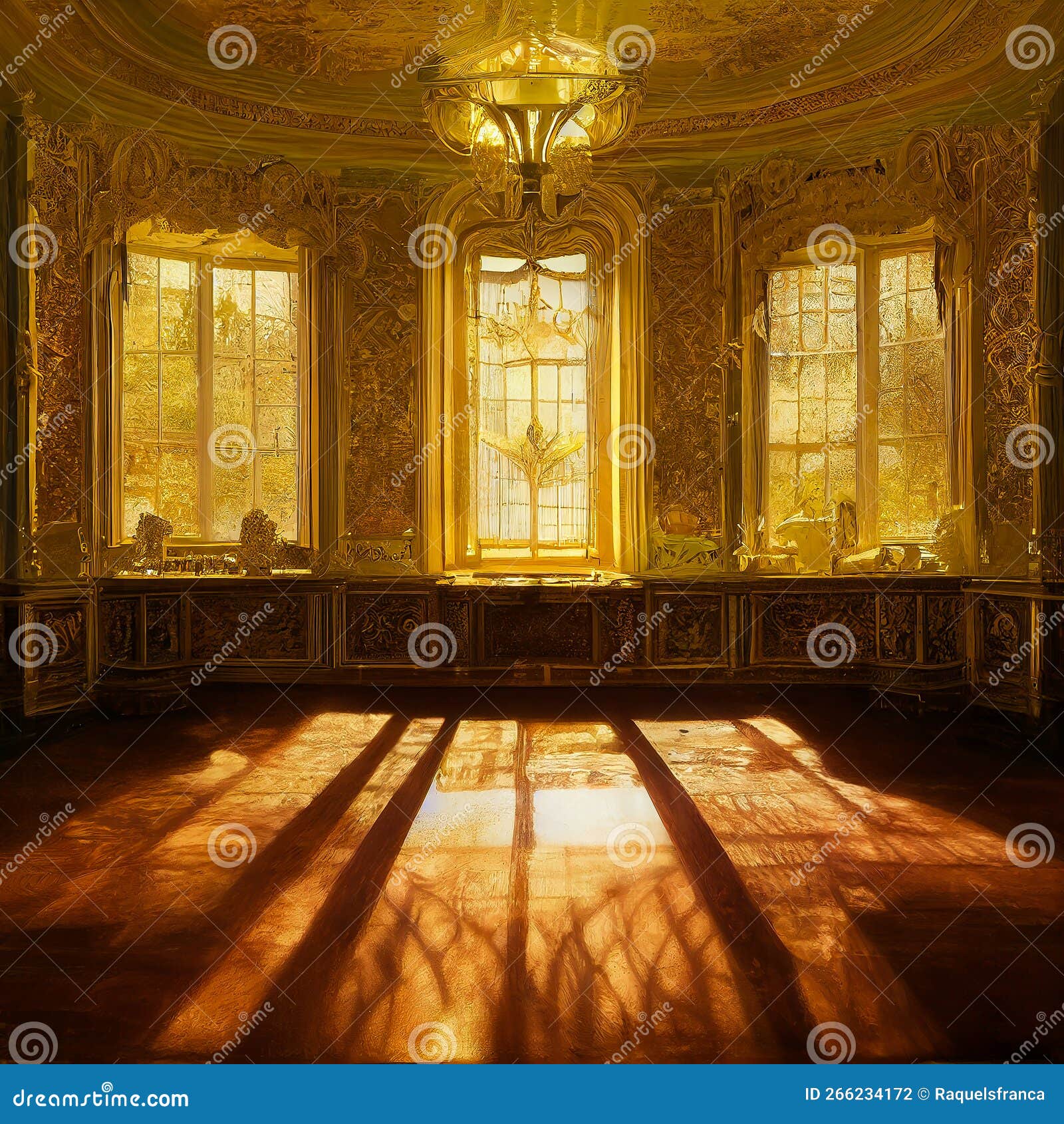 Illustration of a Golden Luxury Room Stock Illustration - Illustration ...