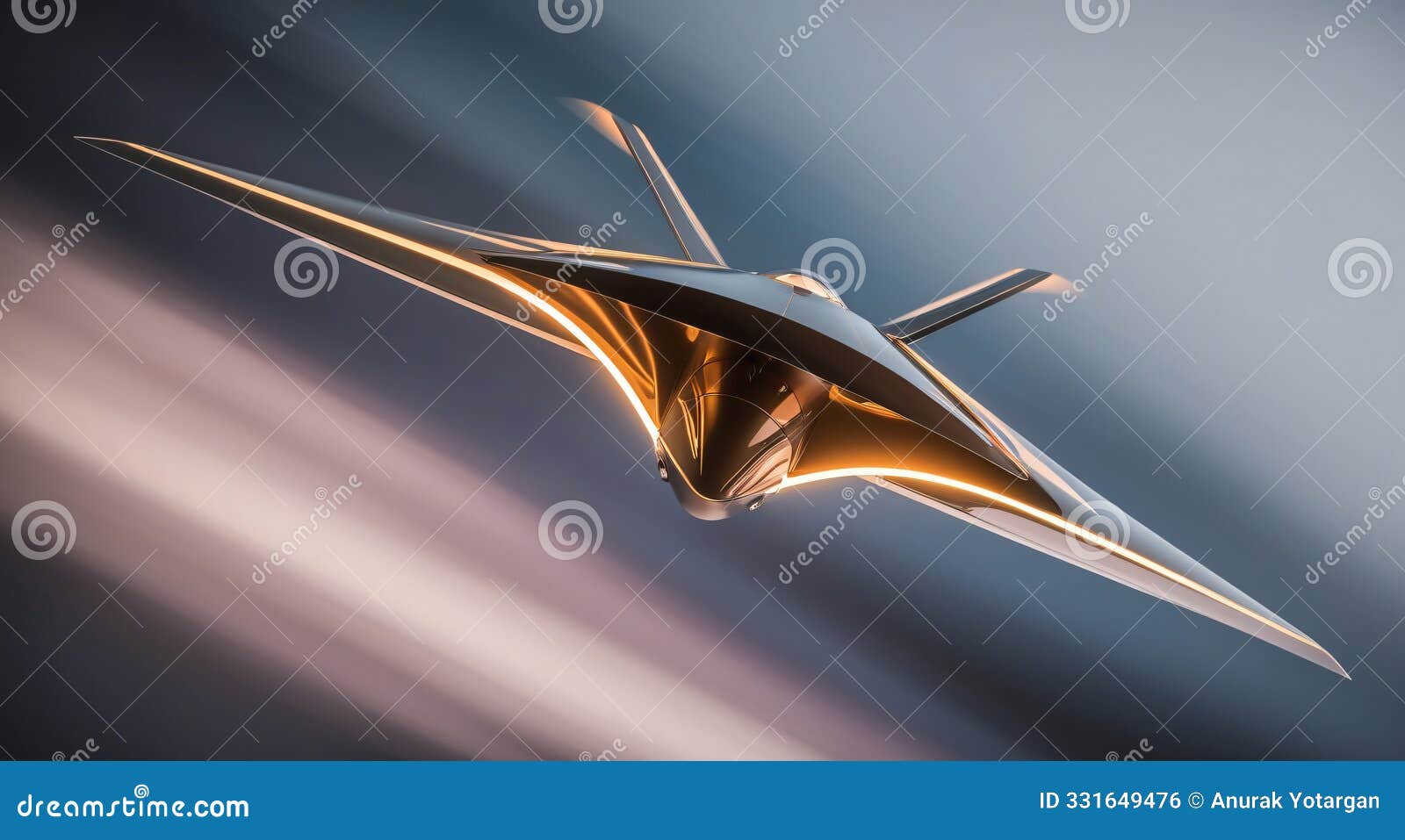 An Illustration of a Golden Rocket Hovering in Space Stock Illustration ...