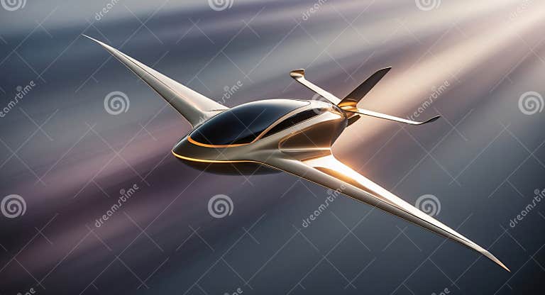 An Illustration of a Golden Rocket Hovering in Space Stock Illustration ...