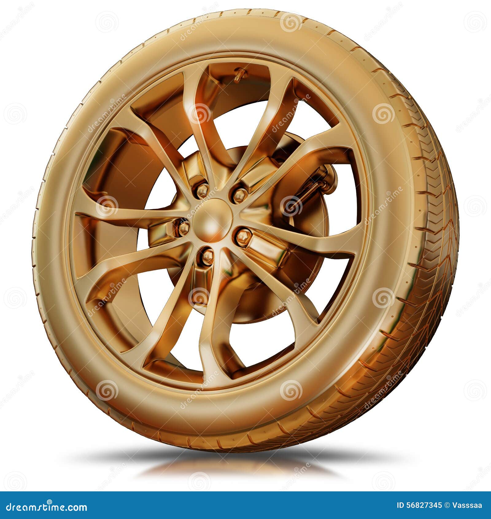 Illustration of a Golden Tire Stock Illustration - Illustration of ...
