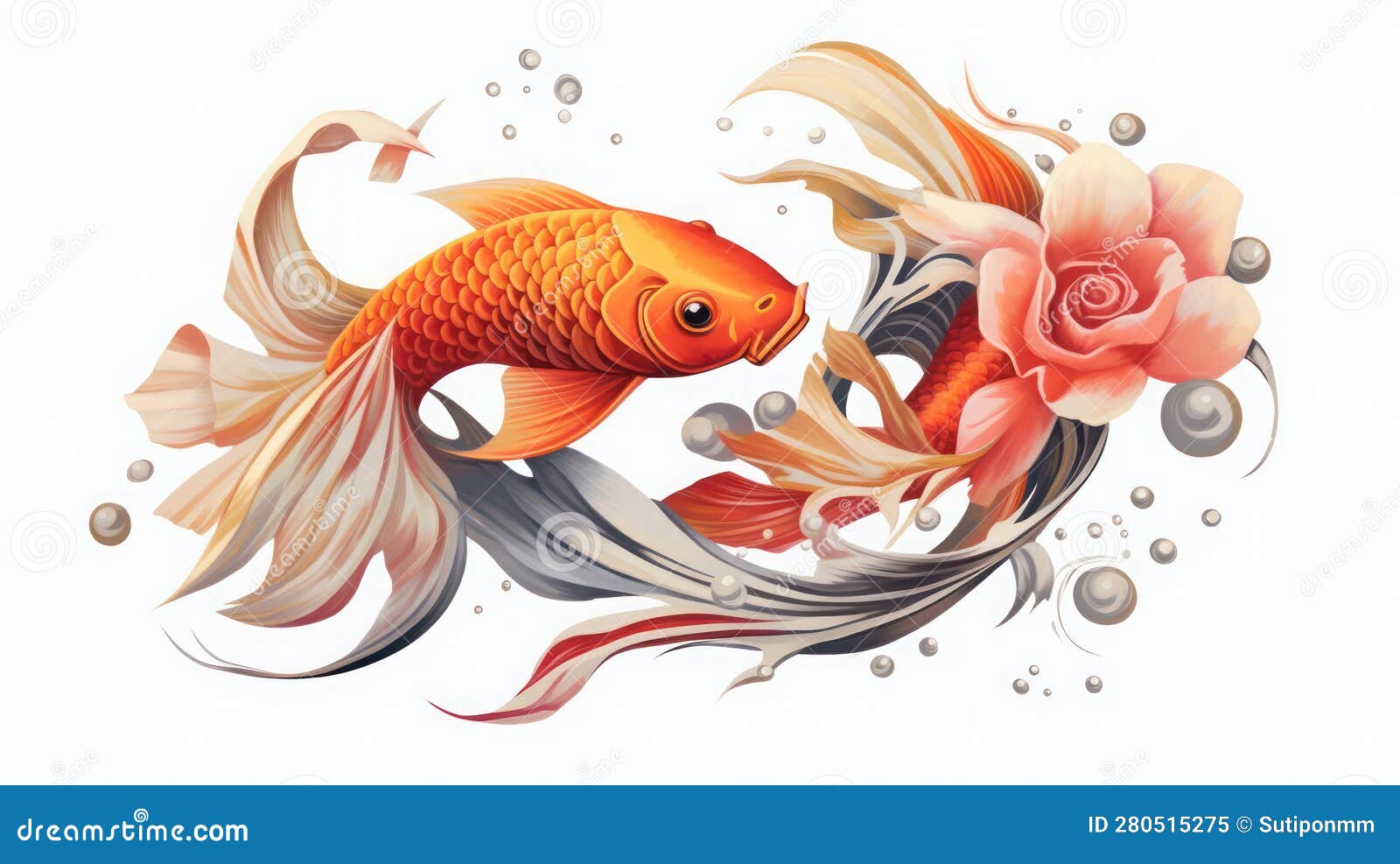 Illustration of Goldfish Painted Concept with Ai Generated Stock ...