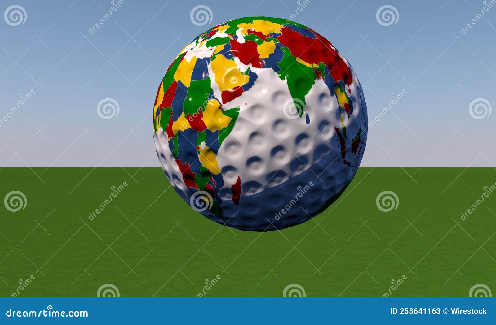 Illustration of a Golf Ball with World Map on it Stock Illustration ...