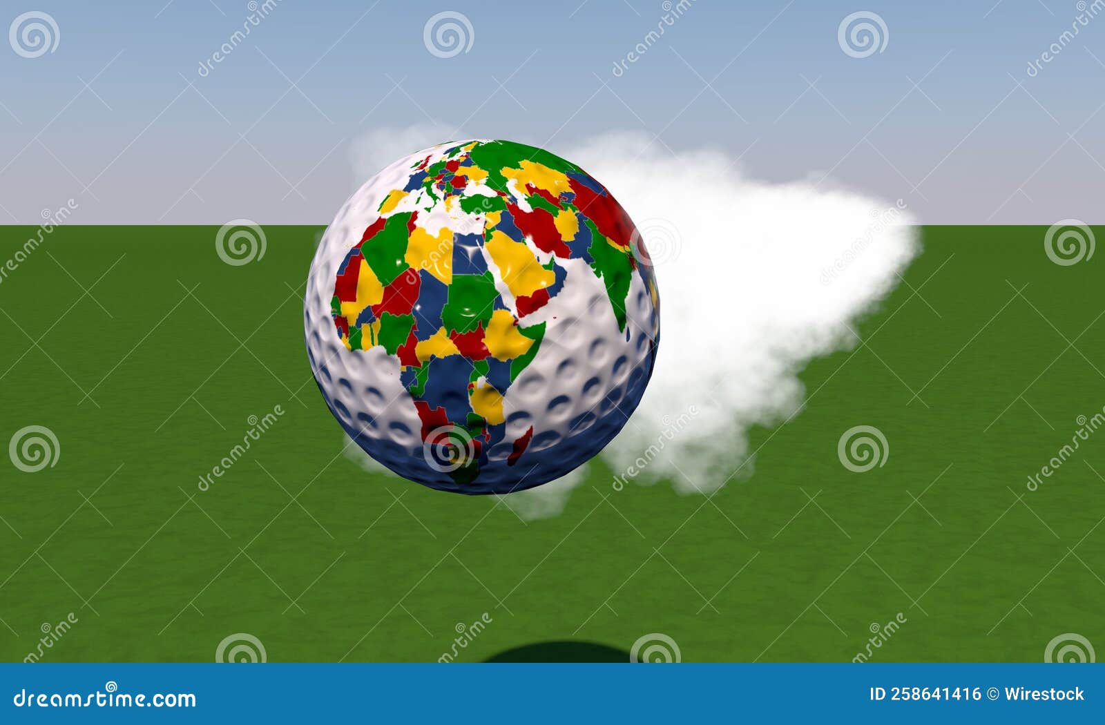 Illustration of a Golf Ball with World Map on it Stock Illustration ...
