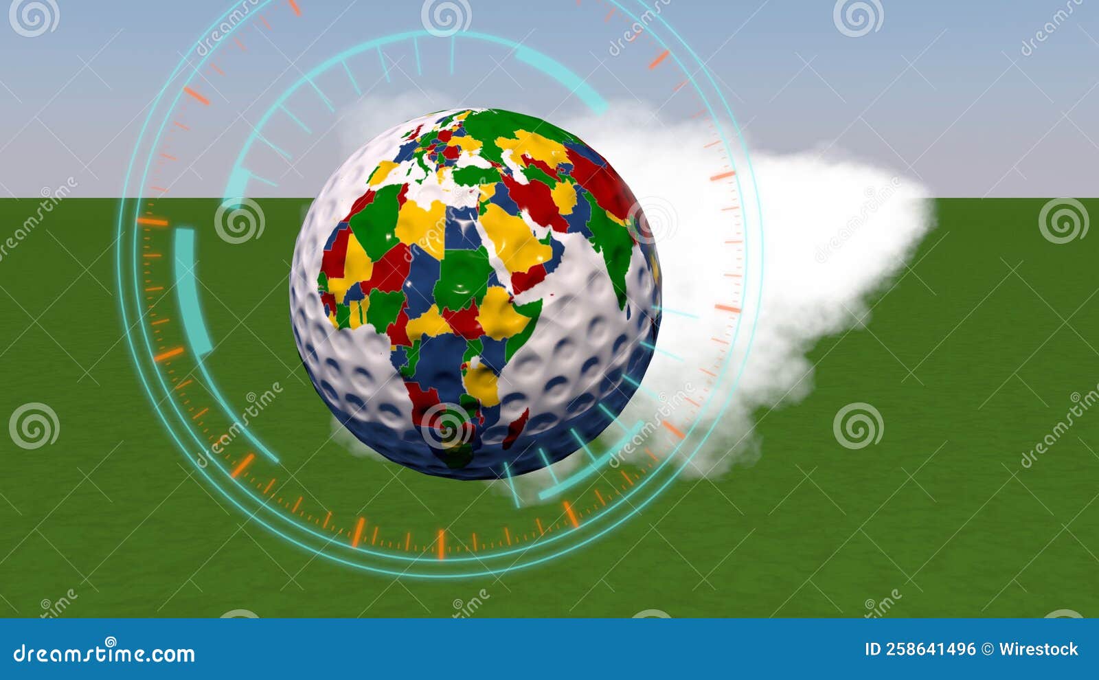 Illustration of a Golf Ball with World Map on it Stock Illustration ...