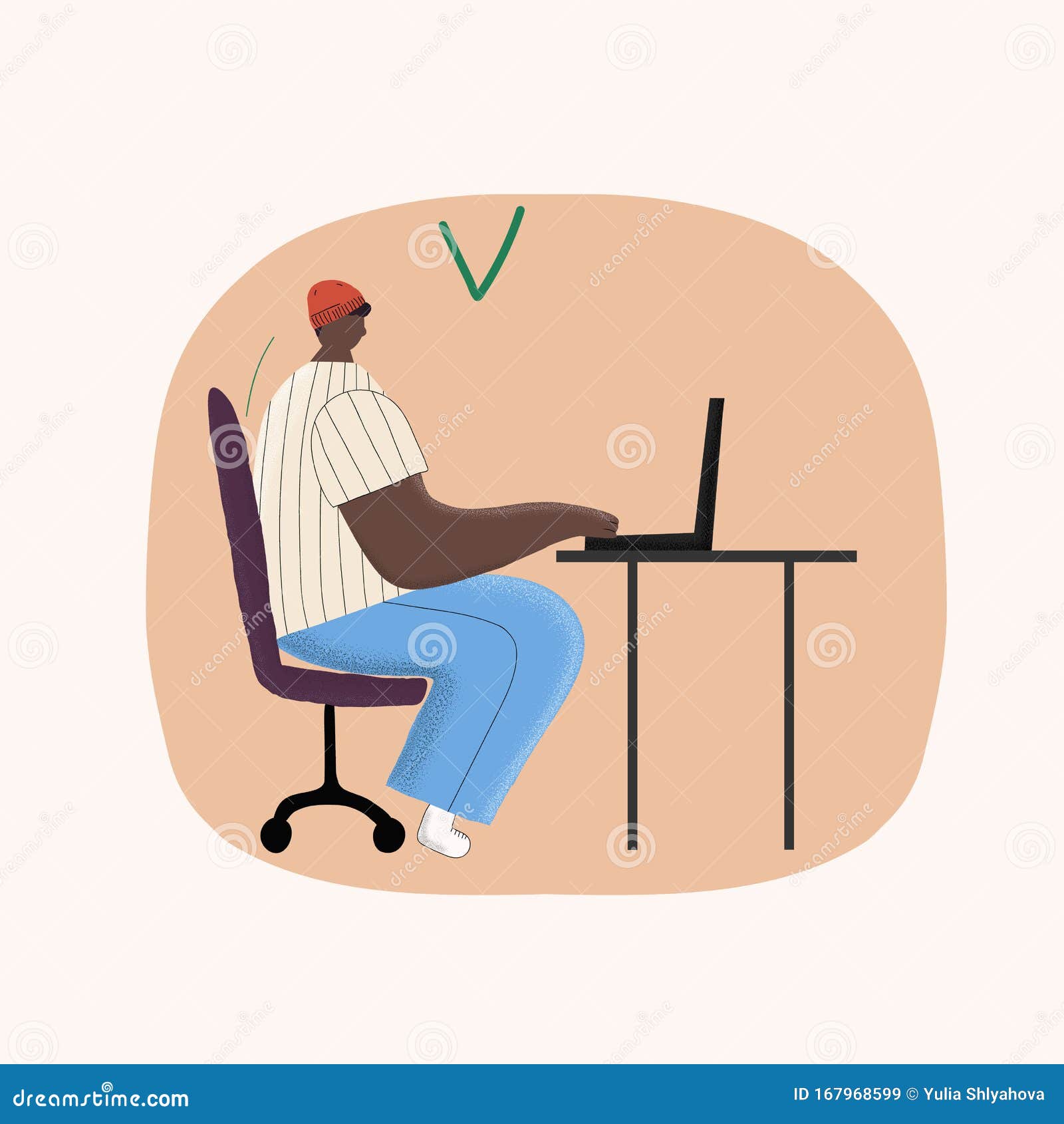 Illustration of Good Posture during Everyday Computer Work Stock Vector ...