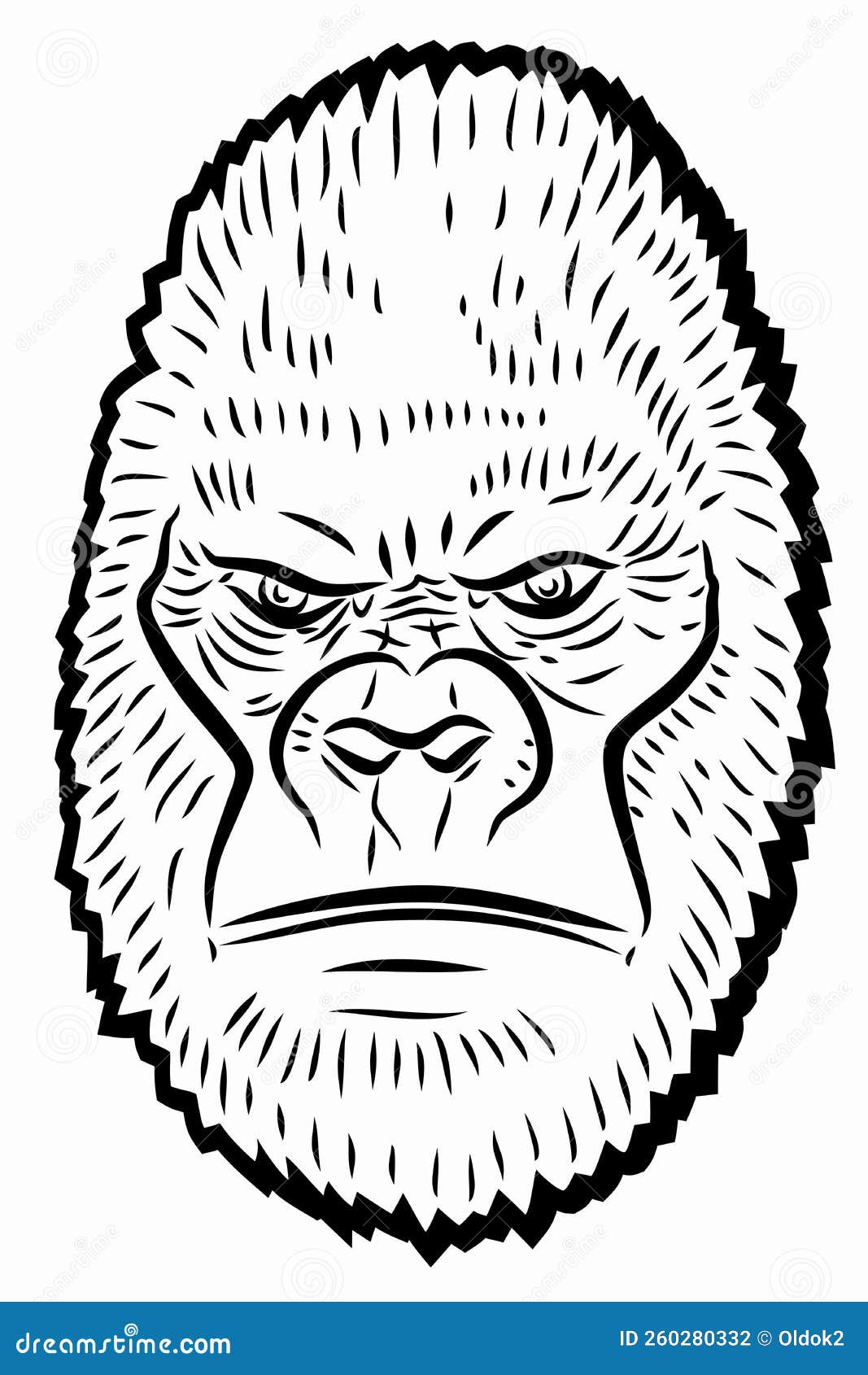 Angry Gorilla Head Drawing