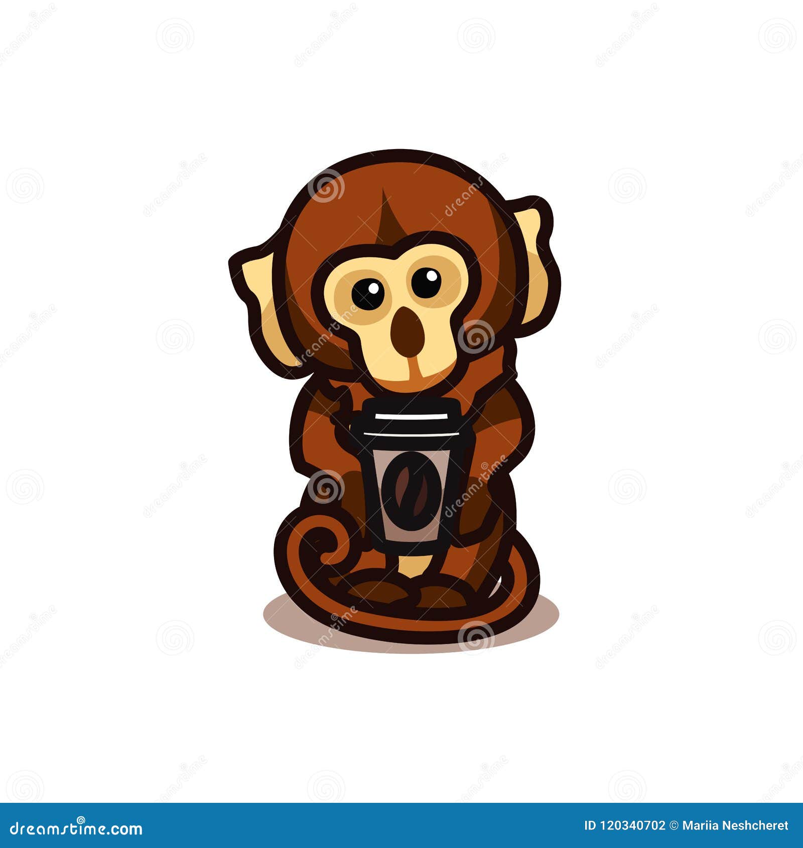 Gorilla Monkey Drinking Coffee Stock Illustration - Illustration of ...