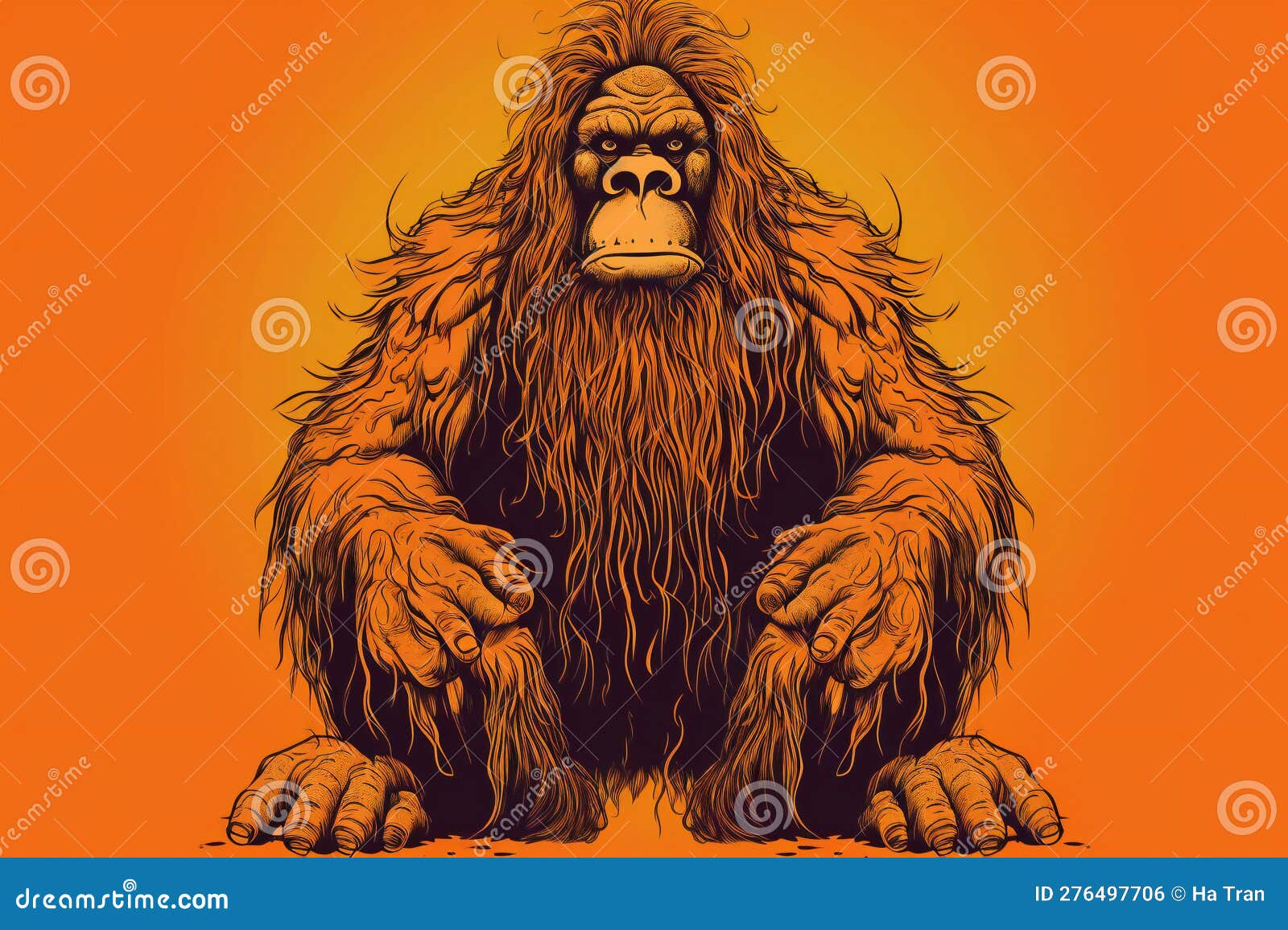 Gorilla with Orange Background, Illustration for Your Design Stock ...