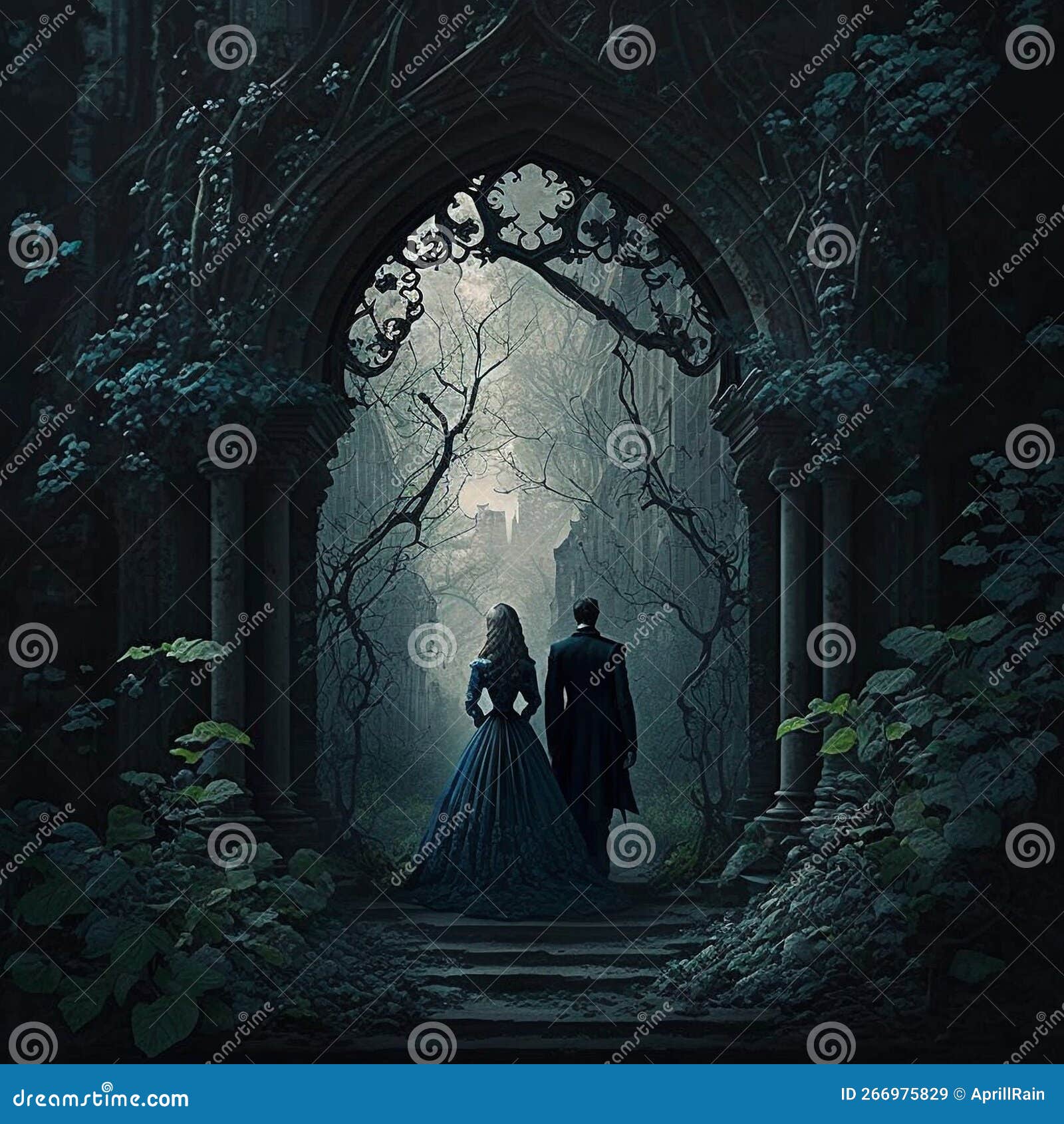 Illustration of a Gothic Couple of Lovers Stock Illustration ...