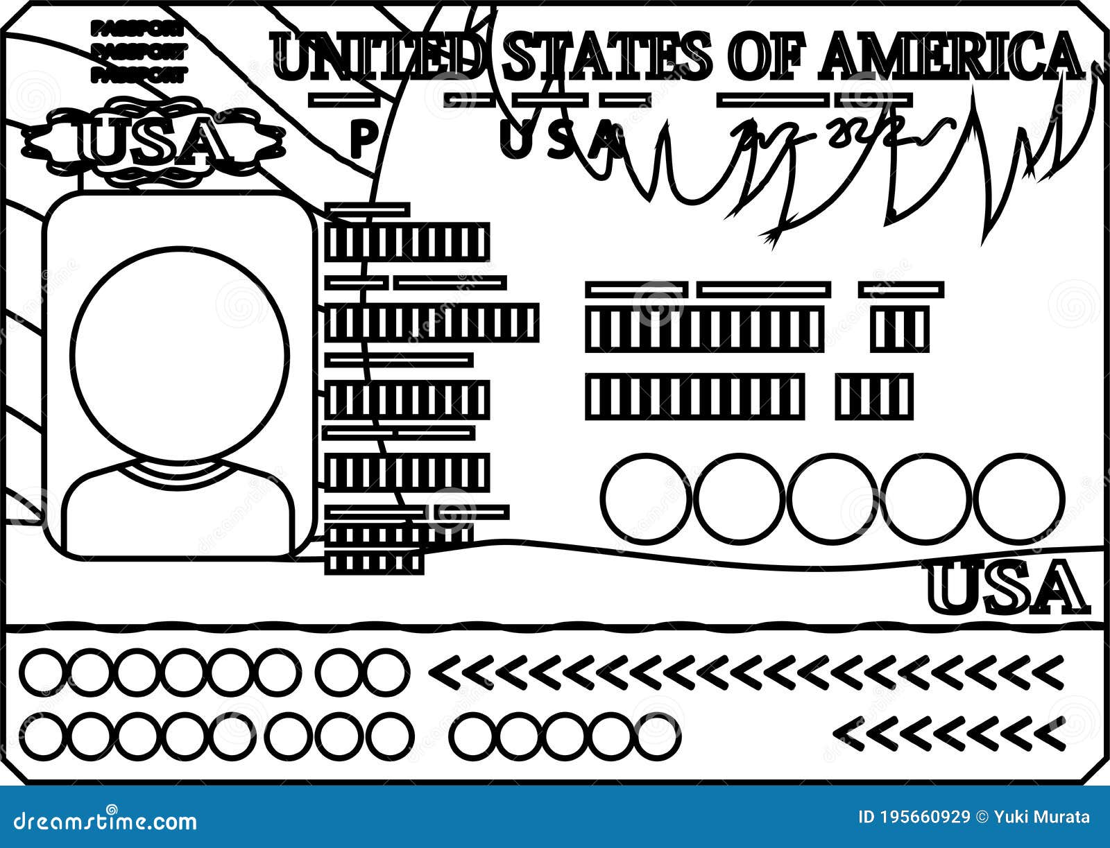 Illustration of a Gradation American Passport Outline Stock Vector ...