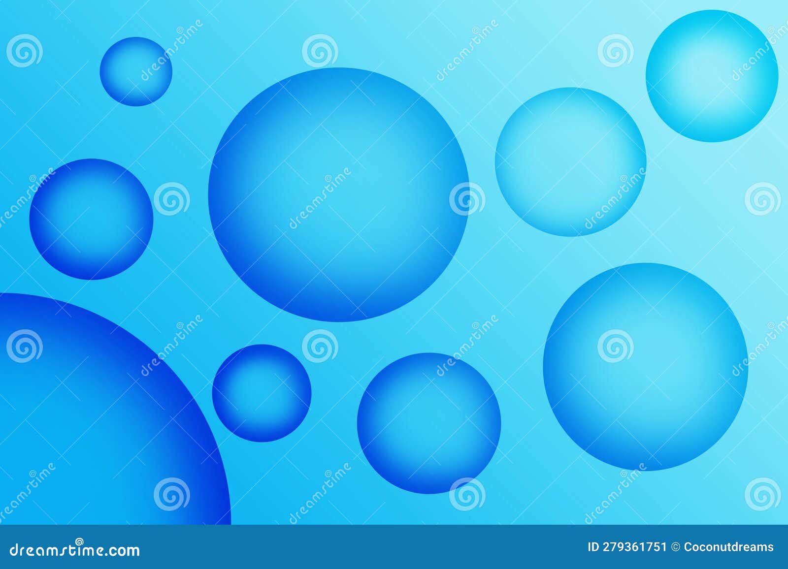 Gradient Bright Blue Colored 3D Various Sized Spheres Stock ...