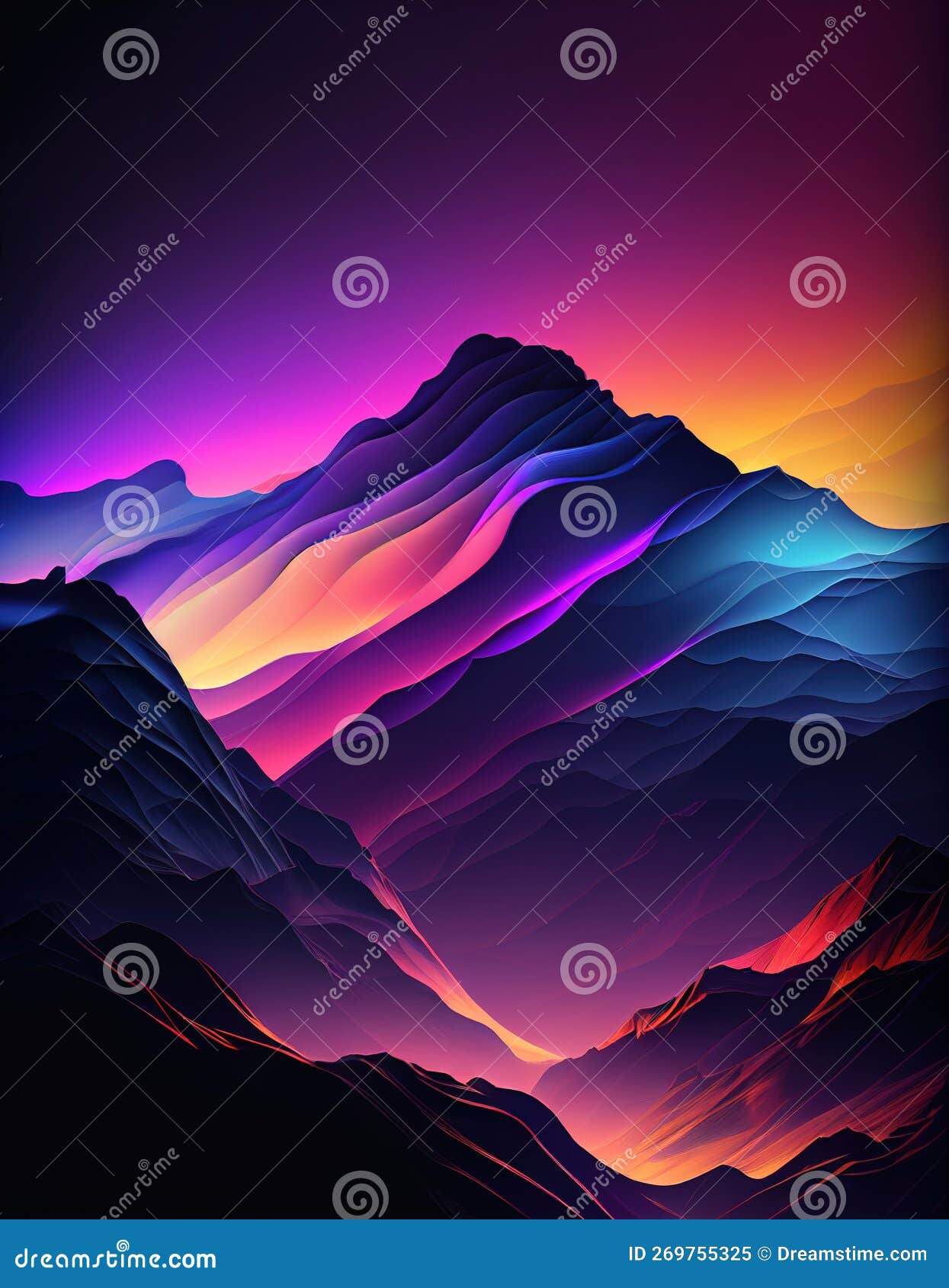 An Illustration of Gradient Mountains. Ai Generative Stock Illustration ...