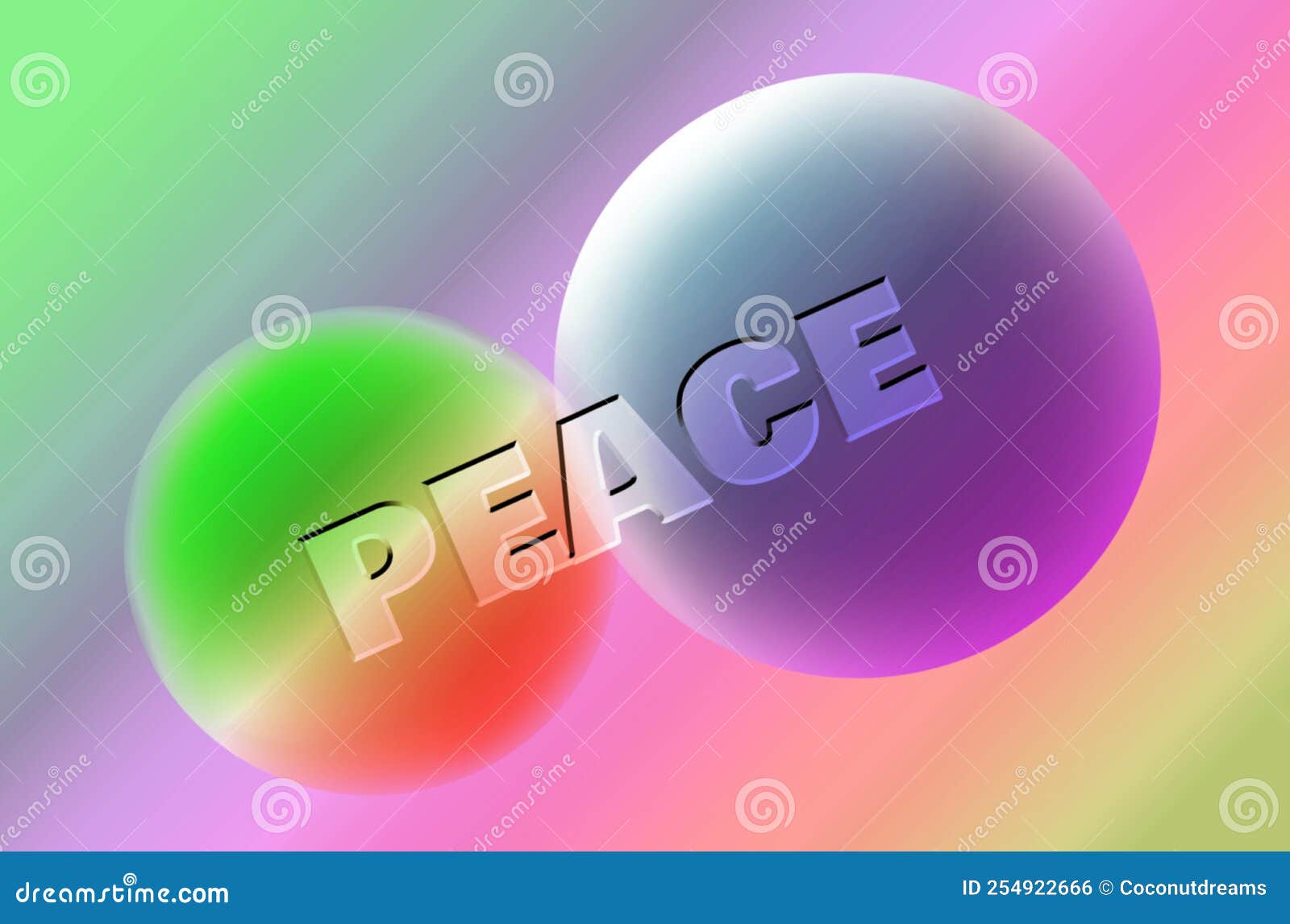 Gradient Multi-color 3D Various Size Spheres with the Word of PEACE ...