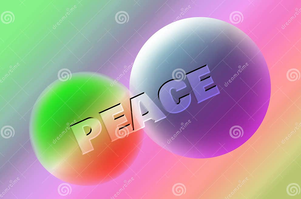 Gradient Multi-color 3D Various Size Spheres with the Word of PEACE ...