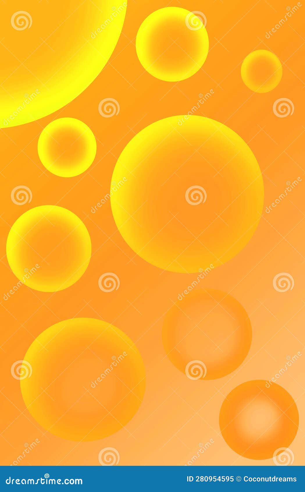 Gradient Orange and Yellow Colored 3D Various Sized Spheres, Background ...