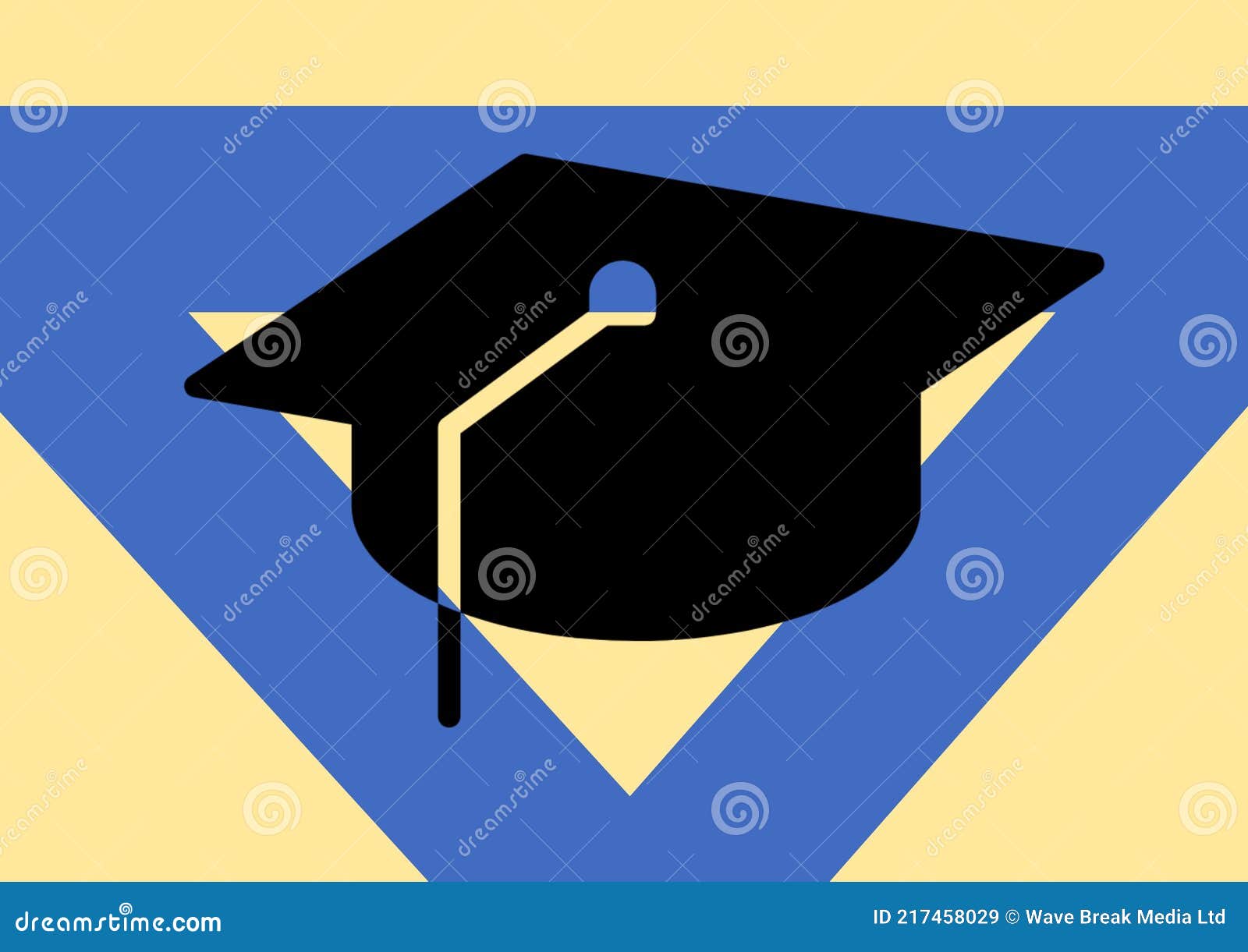 Illustration of Graduation Hat Over Yellow and Blue Triangles in ...