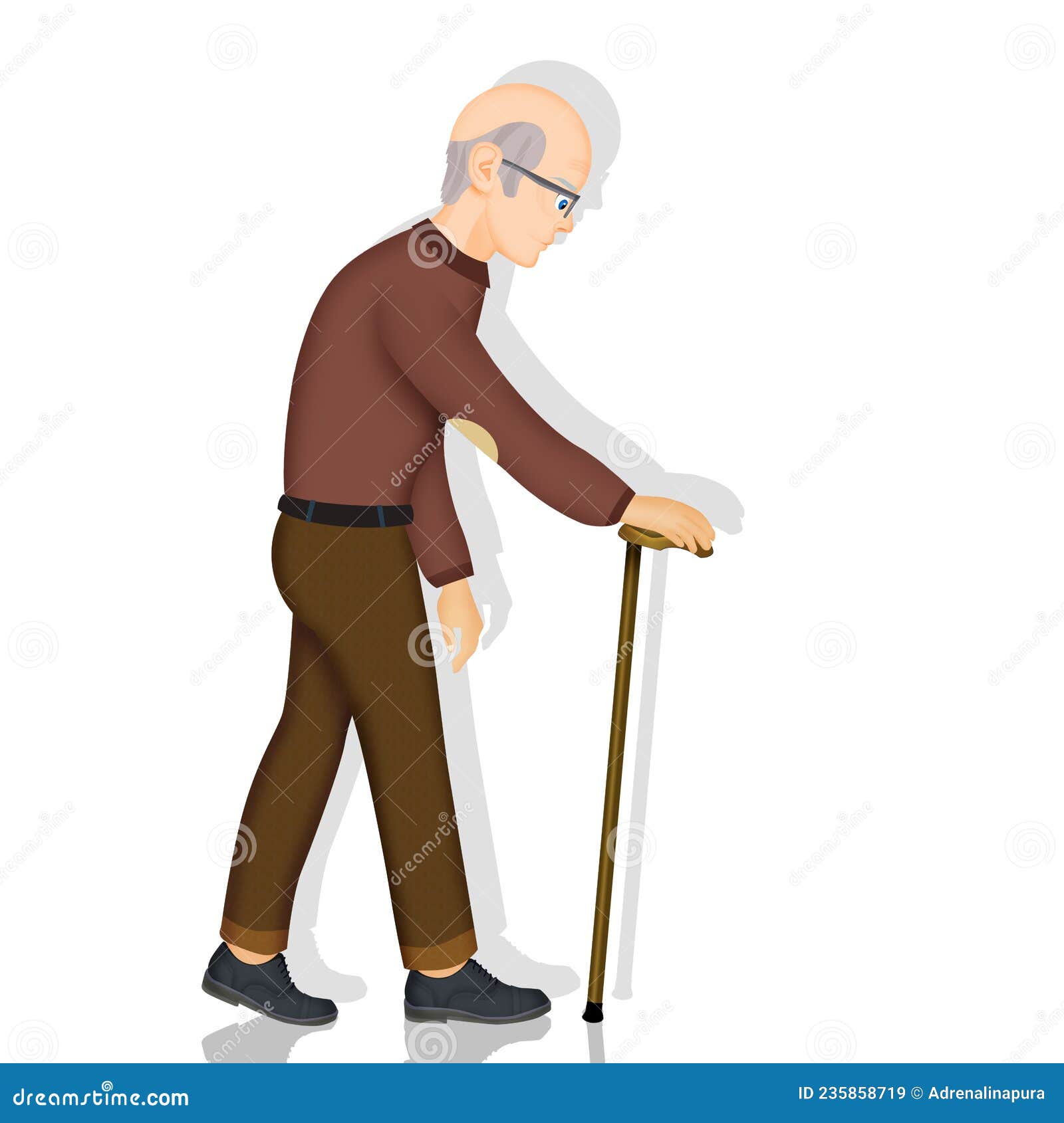 Illustration of Grandfather Walking with a Stick Stock Illustration ...
