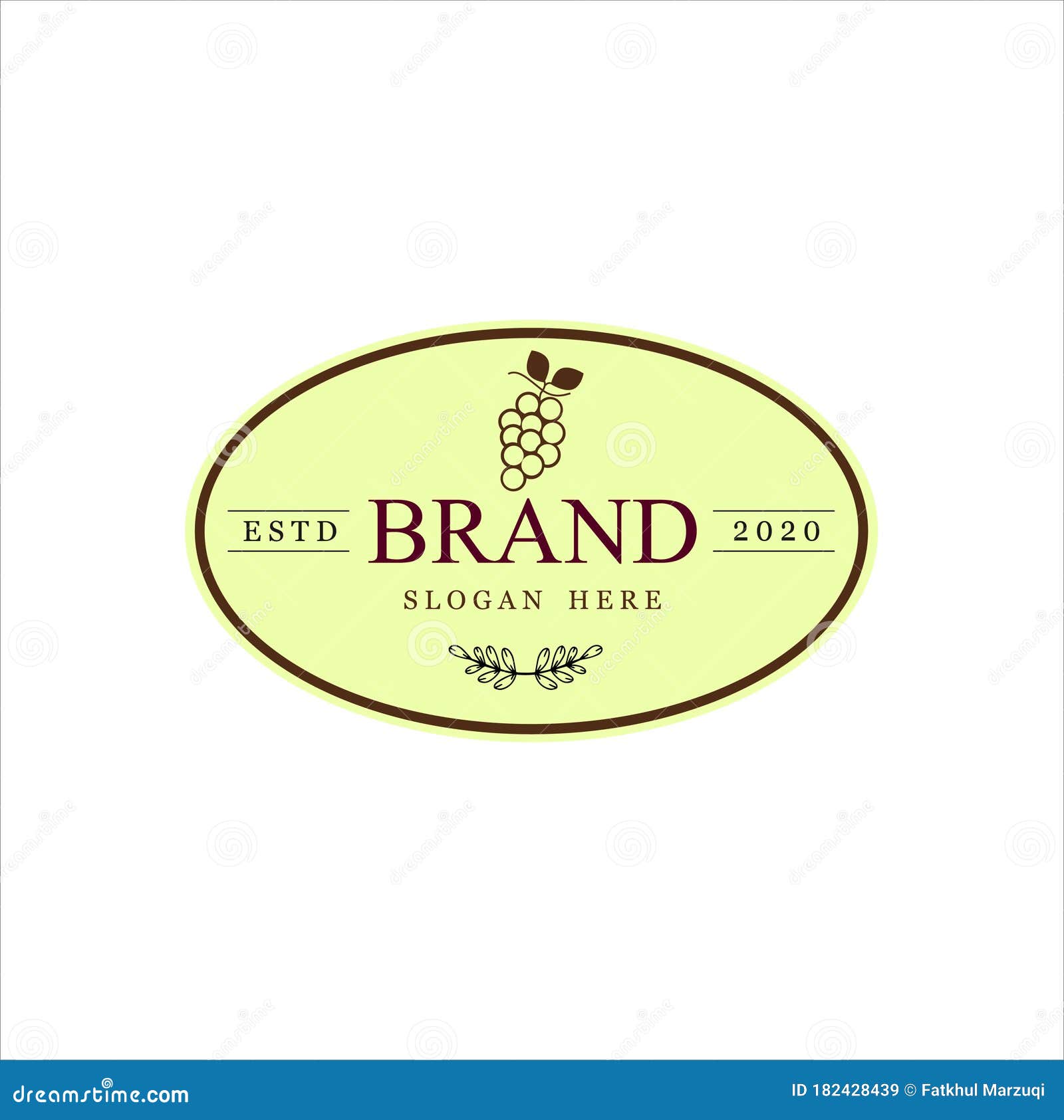 Grape Logo, Grape Vector with Elipse Frame and White Background Stock ...