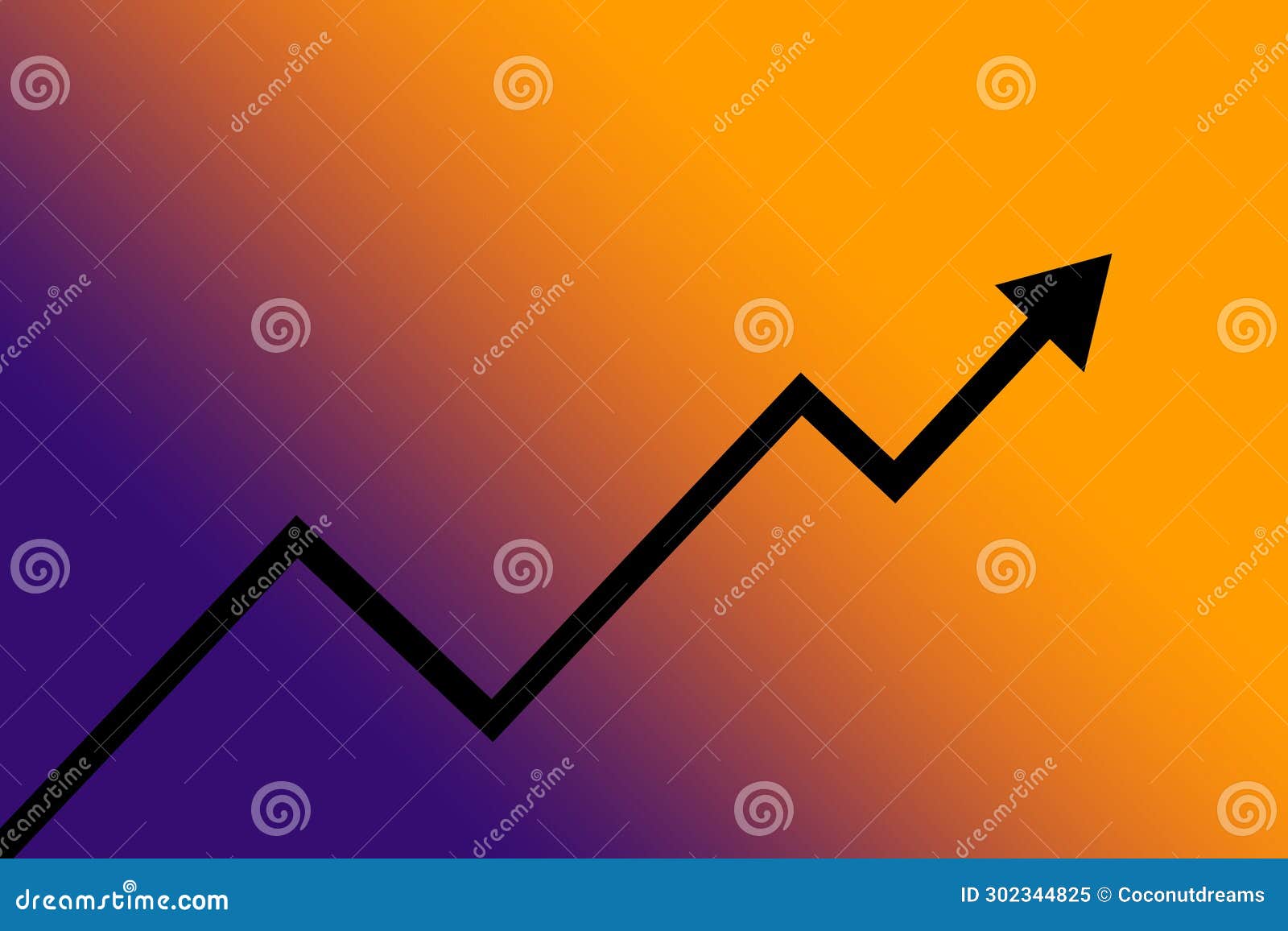 Graph with Black Arrow on Gradient Orange and Purple Backdrop Stock ...