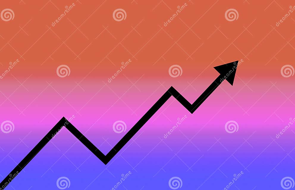 Graph with Black Arrow on Gradient Red and Blue Backdrop Stock ...