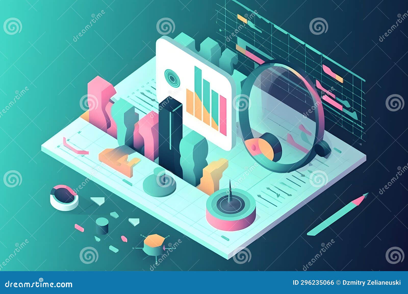 Illustration of Graph with Charts. Generative AI. Stock Illustration ...
