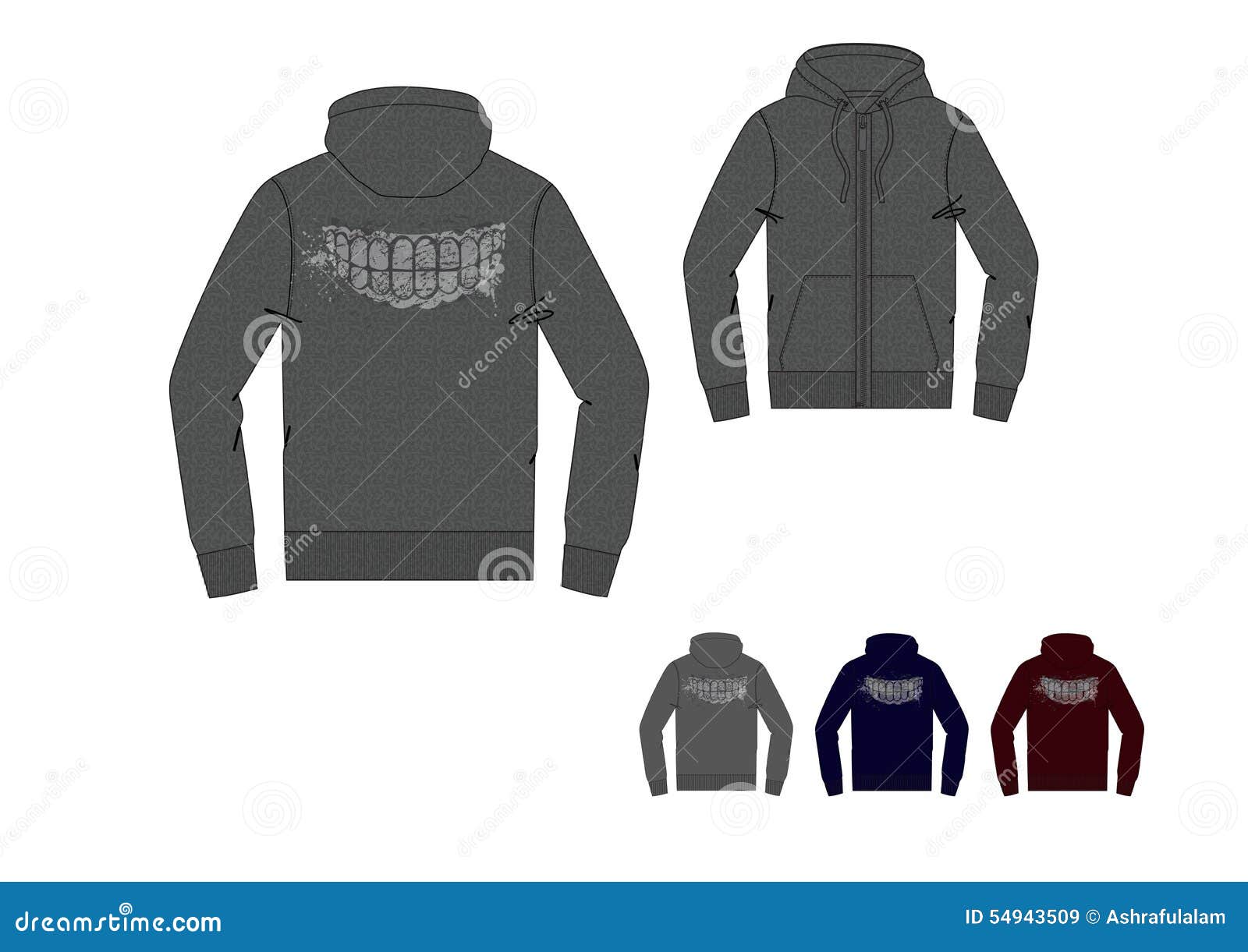 Illustration of Graphic in Back of Hood Zip through Man Jacket Design ...