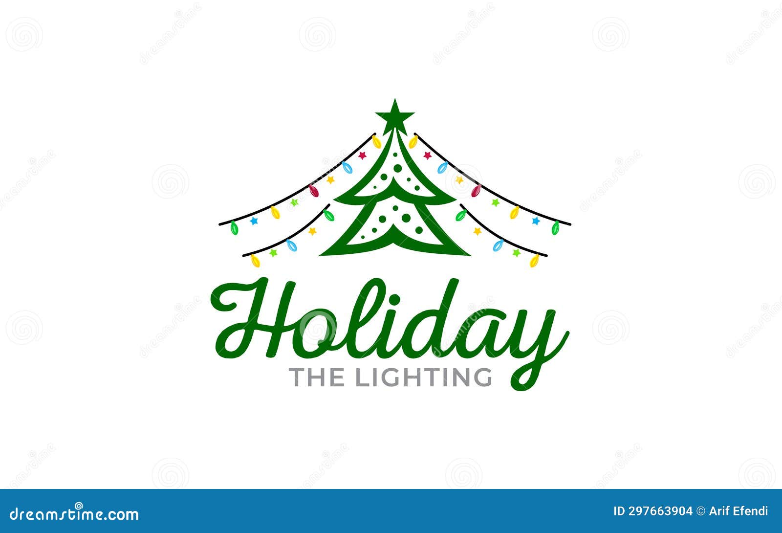Illustration Vector Graphic of Christmas Tree Symbol with Light Bulbs ...