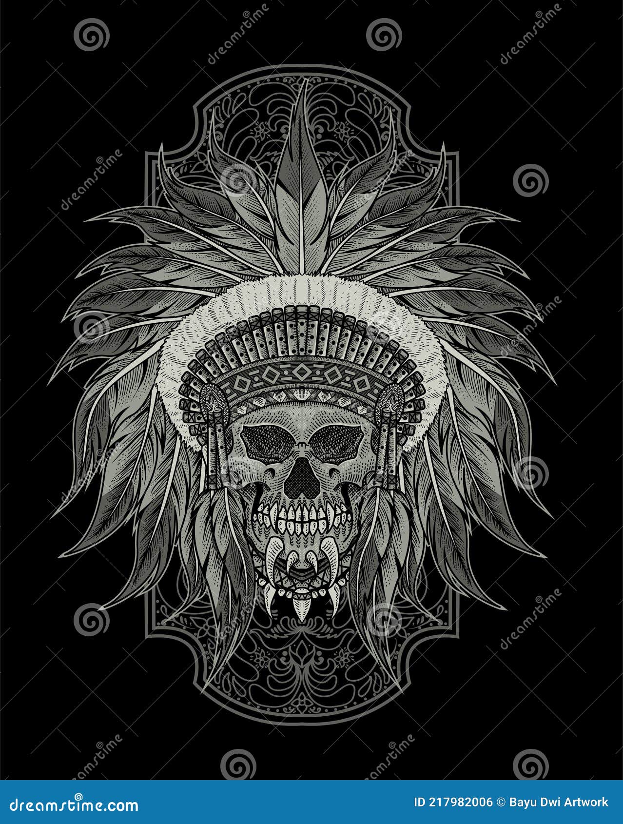 Illustration Vector Indian Apache Skull Stock Vector - Illustration of ...