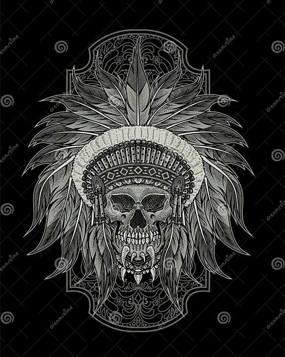 Illustration Vector Indian Apache Skull Stock Vector - Illustration of ...