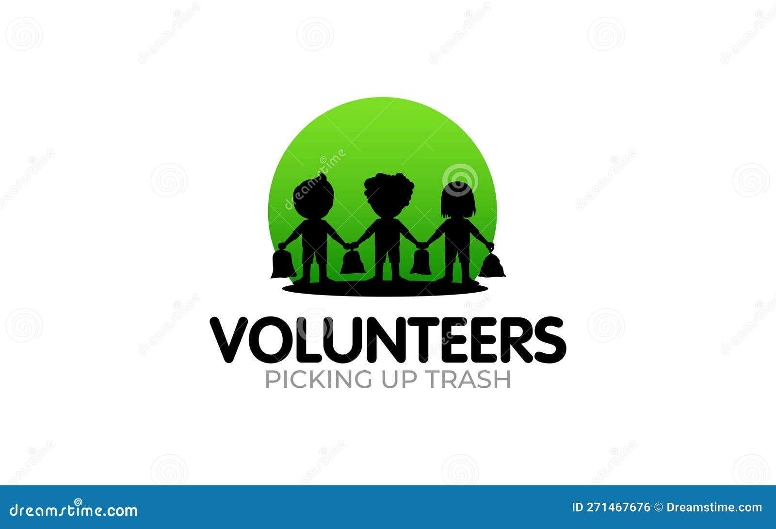 Illustration Vector Graphic of a Volunteer Picking Up Trash Logo Design ... Illustration Vector Graphic of a Volunteer Picking Up Trash Logo Design ...