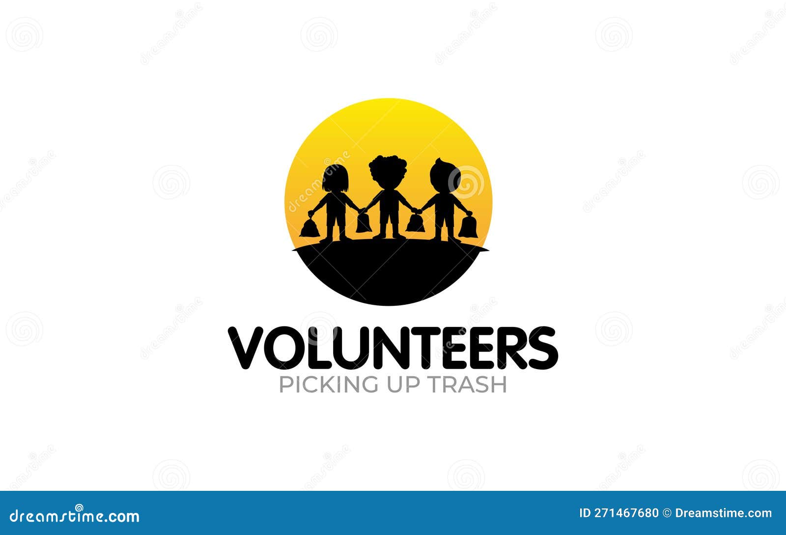 Illustration Vector Graphic of a Volunteer Picking Up Trash Logo Design ... Illustration Vector Graphic of a Volunteer Picking Up Trash Logo Design ...