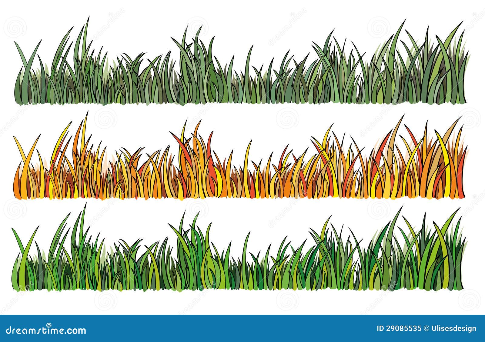 Illustration of Grass in 3 Different Colors Stock Vector - Illustration ...