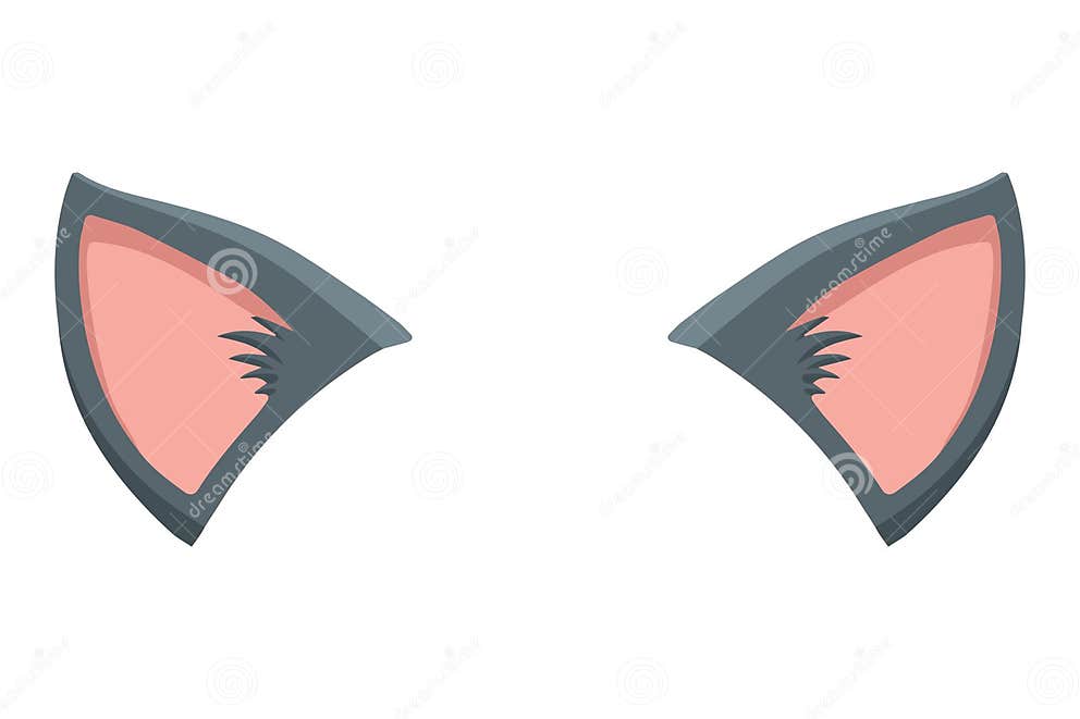 Illustration of Gray Cat Ears. Vector. Stock Vector - Illustration of ...