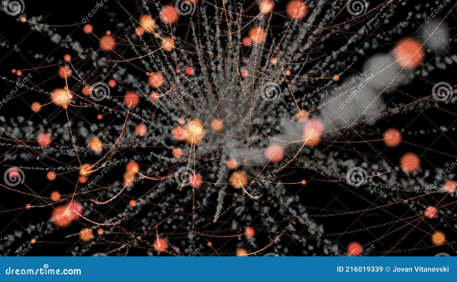 Gray Particles Fly after Being Exploded and Orange Particle Play Arond ...
