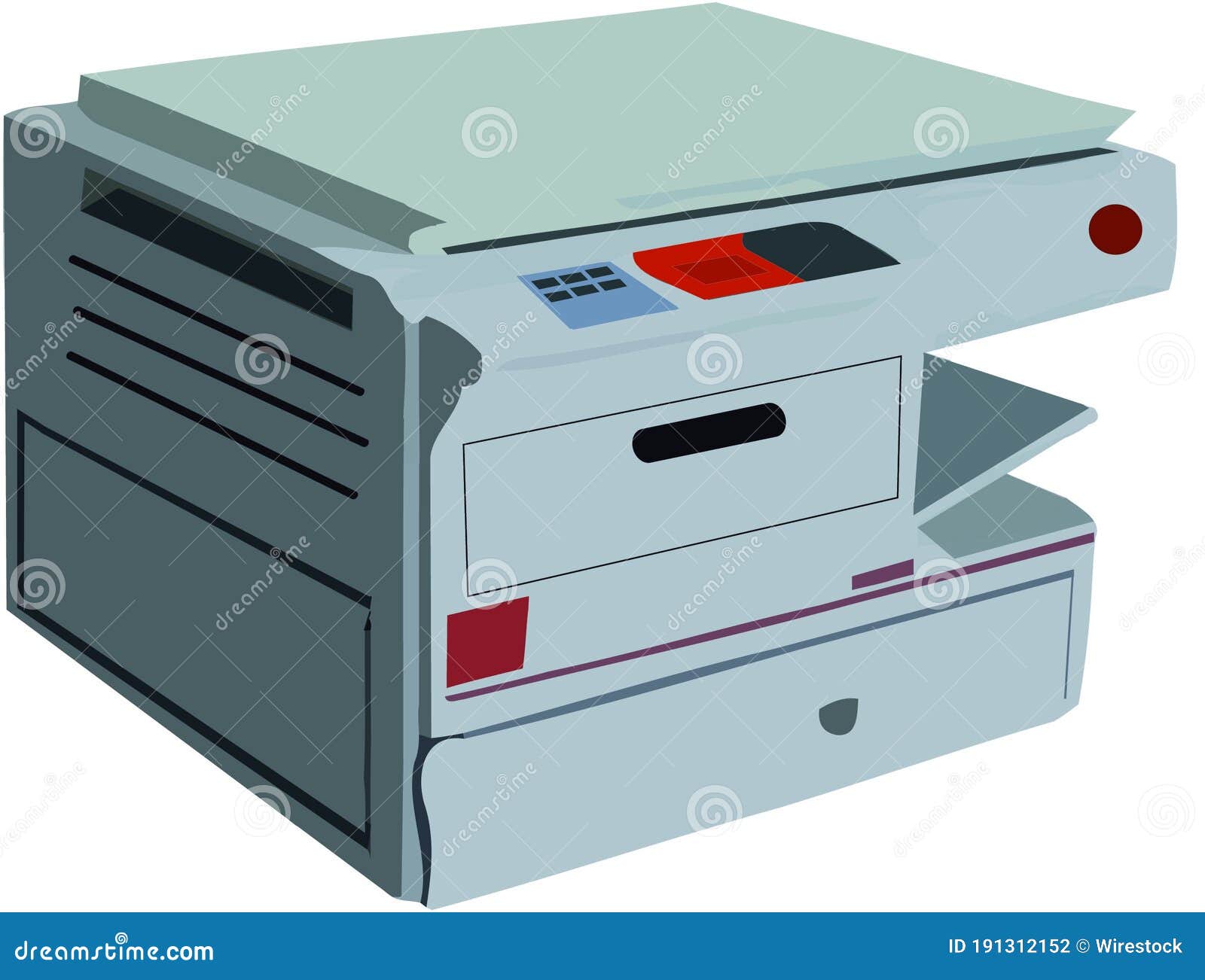 Illustration of a Gray Printing Machine on an Isolated Background Stock ...