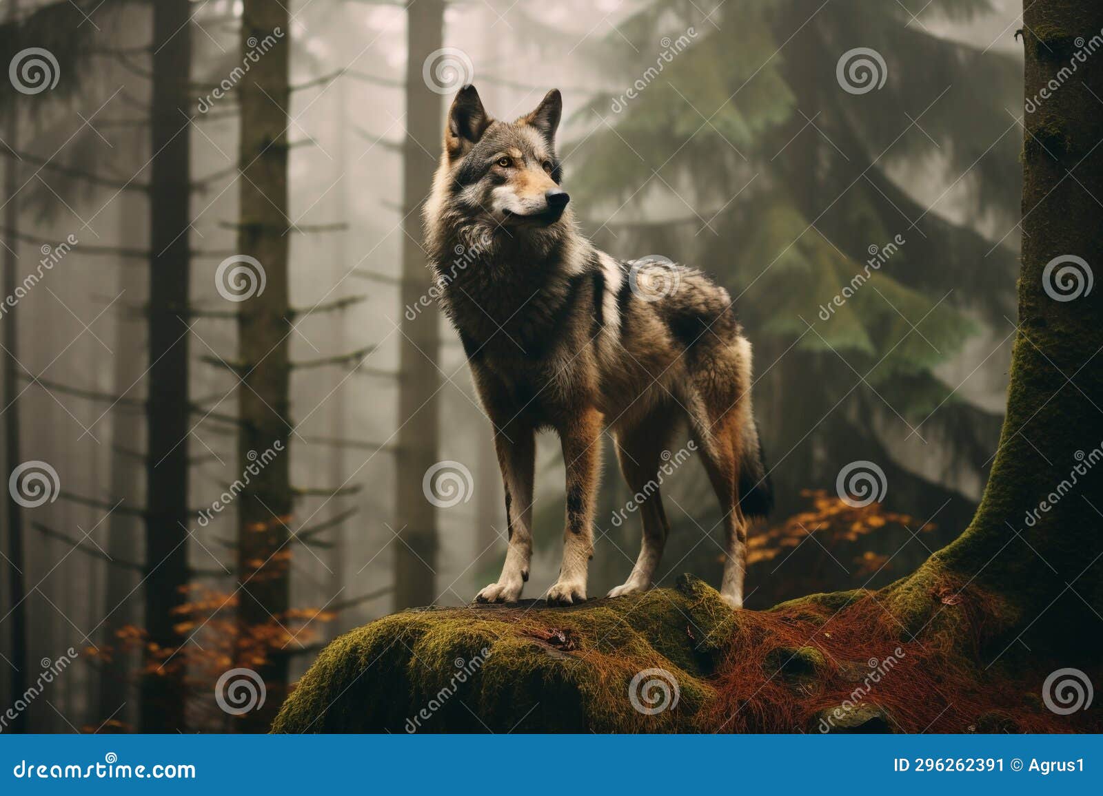 Illustration of a Gray Wolf in the Forest. Generative AI Stock Image ...