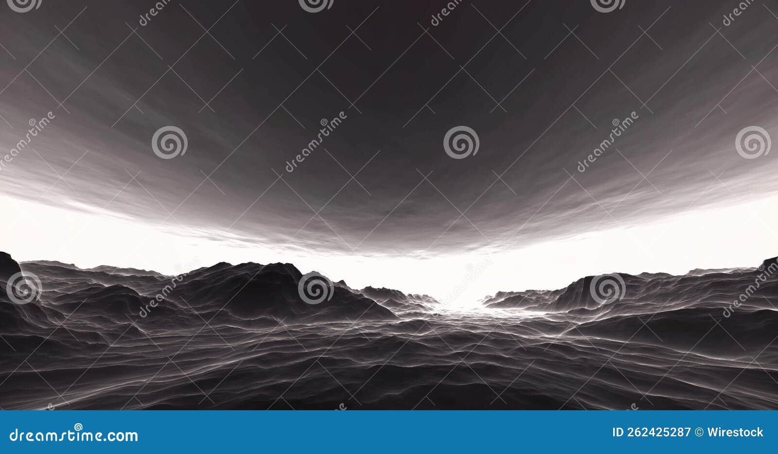 Illustration Grayscale Design of a Dry Rocky Surface Under a Dramatic ...